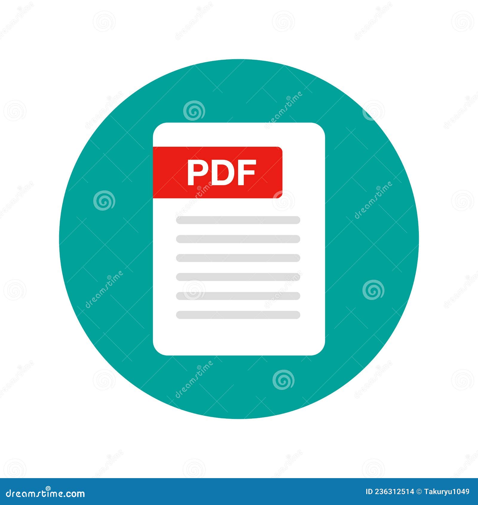 Flat Icon of PDF in Round Background. Vector. Stock Vector ...