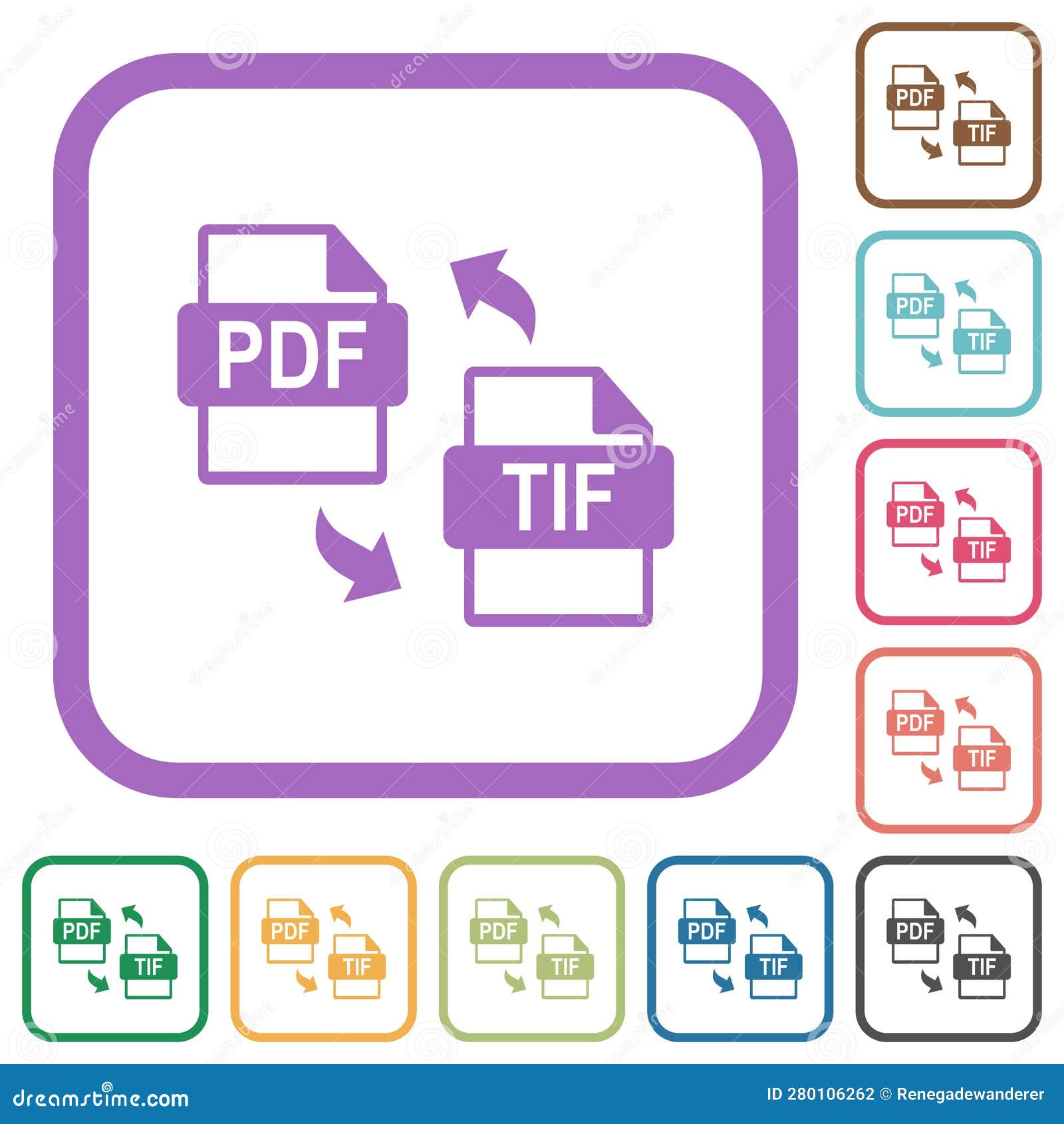 PDF TIF File Conversion Simple Icons Stock Vector - Illustration of ...