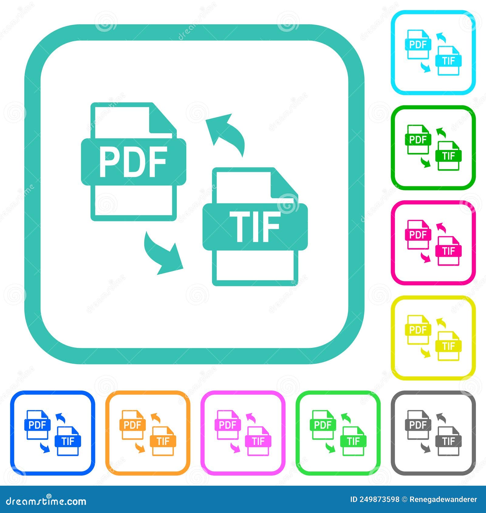 PDF TIF File Conversion Vivid Colored Flat Icons Stock Vector ...