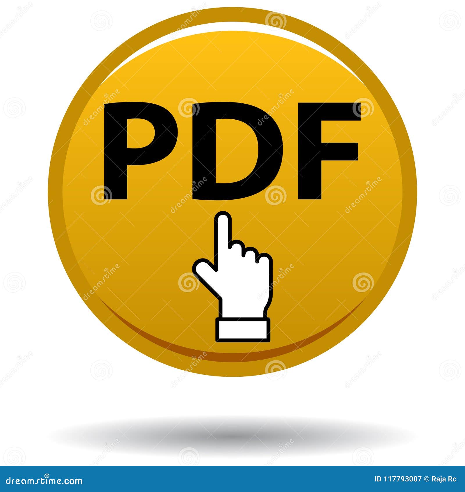 Pdf web icon golden button stock vector. Illustration of doccument ...