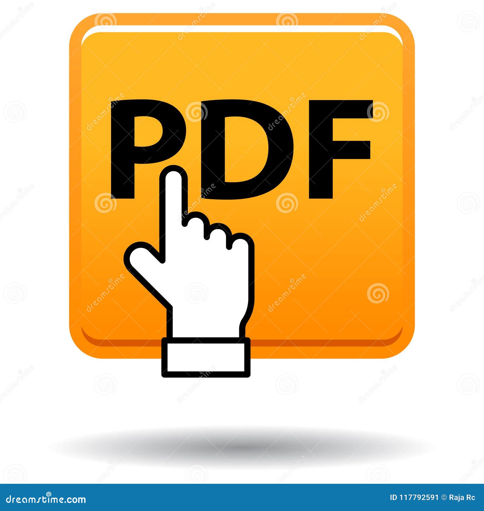 Pdf Web Icon Orange Square Button Stock Vector - Illustration of arrows ...