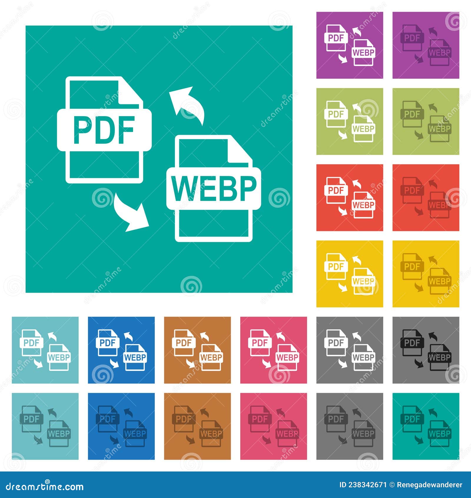 PDF WEBP File Conversion Square Flat Multi Colored Icons Stock Vector ...
