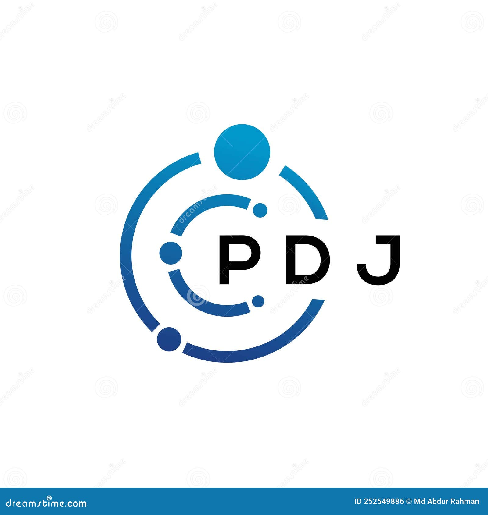 PDJ Letter Technology Logo Design on White Background. PDJ Creative ...