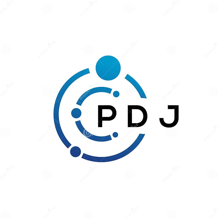 PDJ Letter Technology Logo Design on White Background. PDJ Creative ...