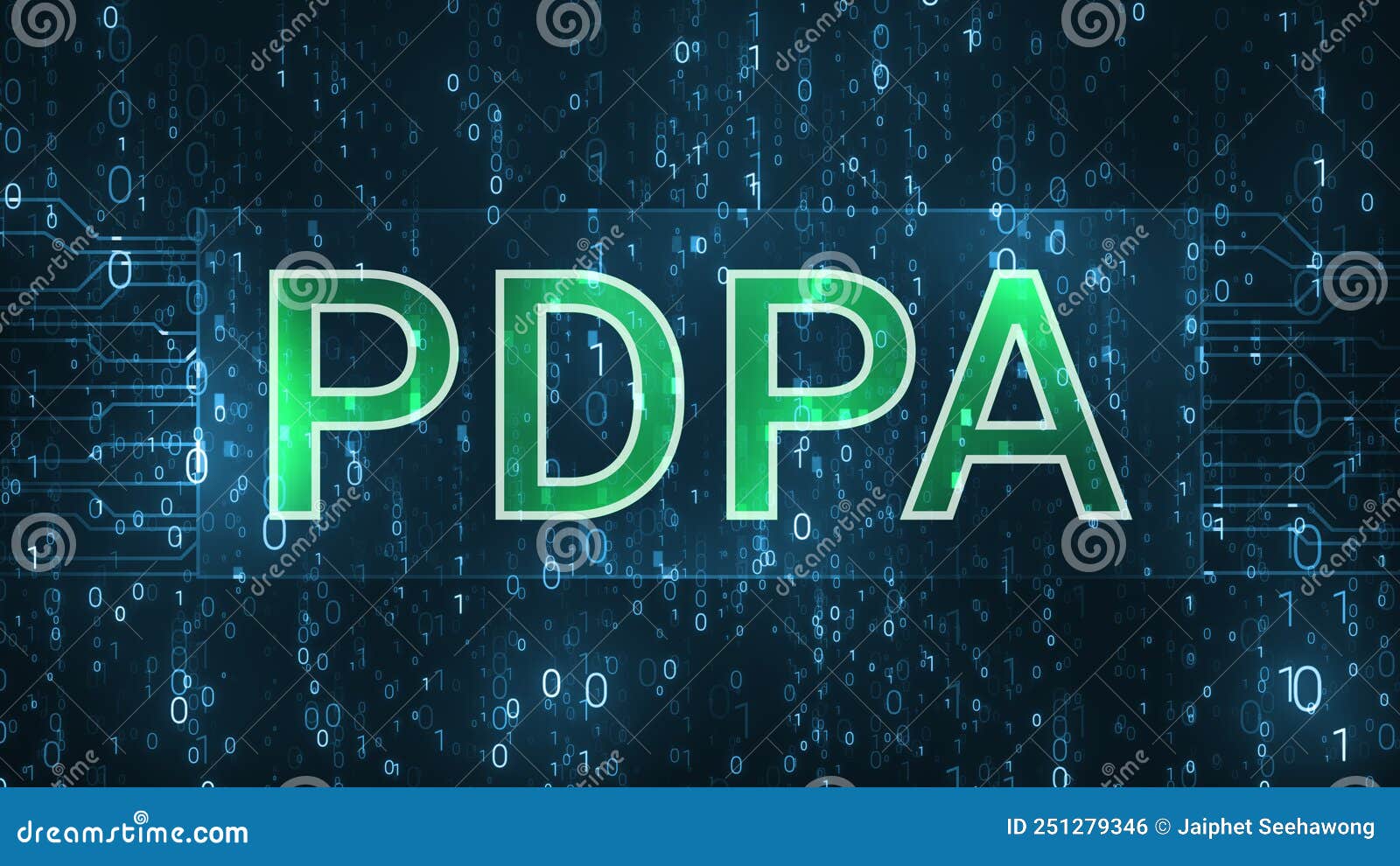 Pdpa Personal Data Protection Act Cyber Security In Matrix Binary Code Random Number Falling