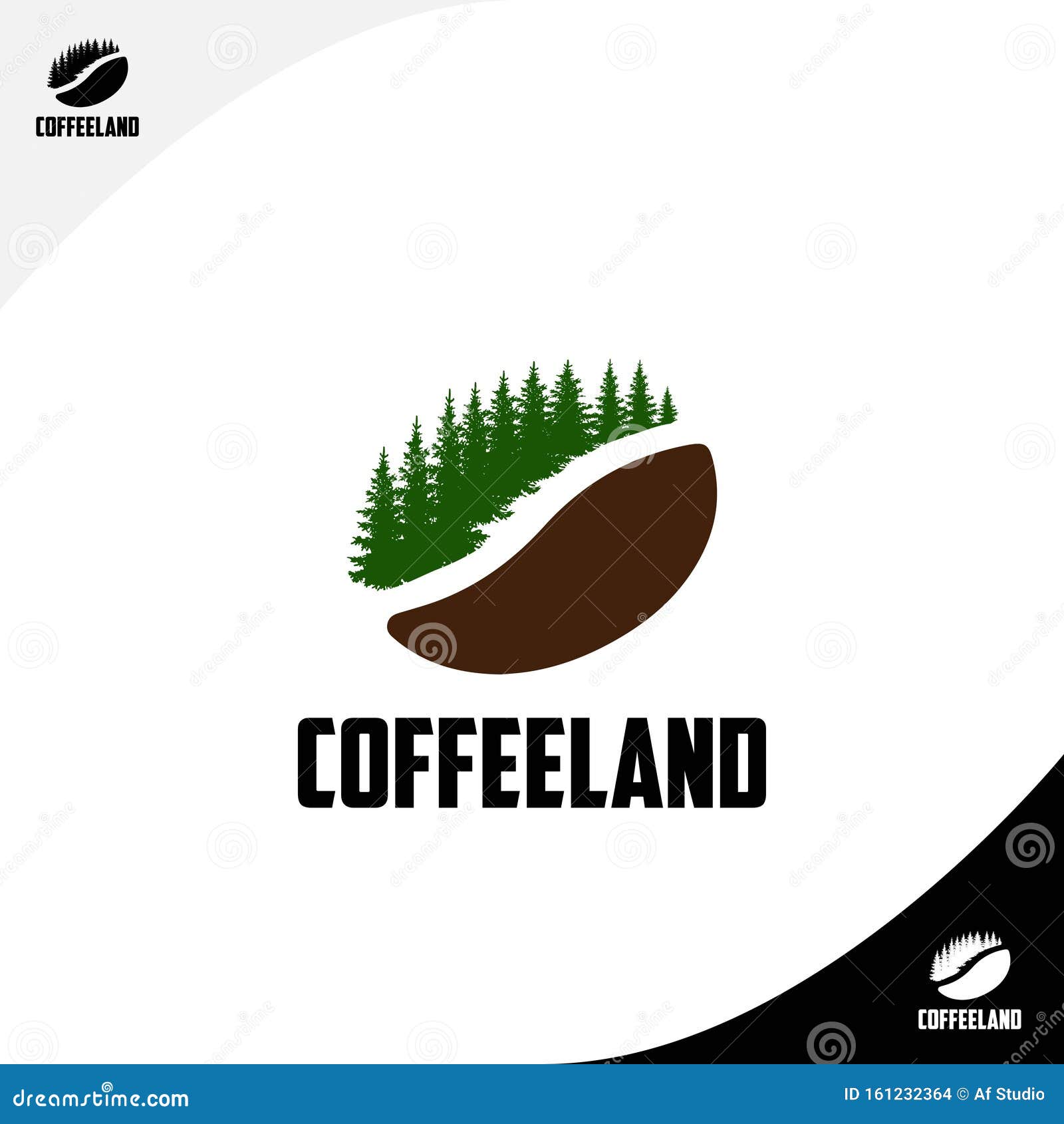 Coffee Bean and Pine Forest Logo / Coffee Land Cafe Logo Design Vector ...