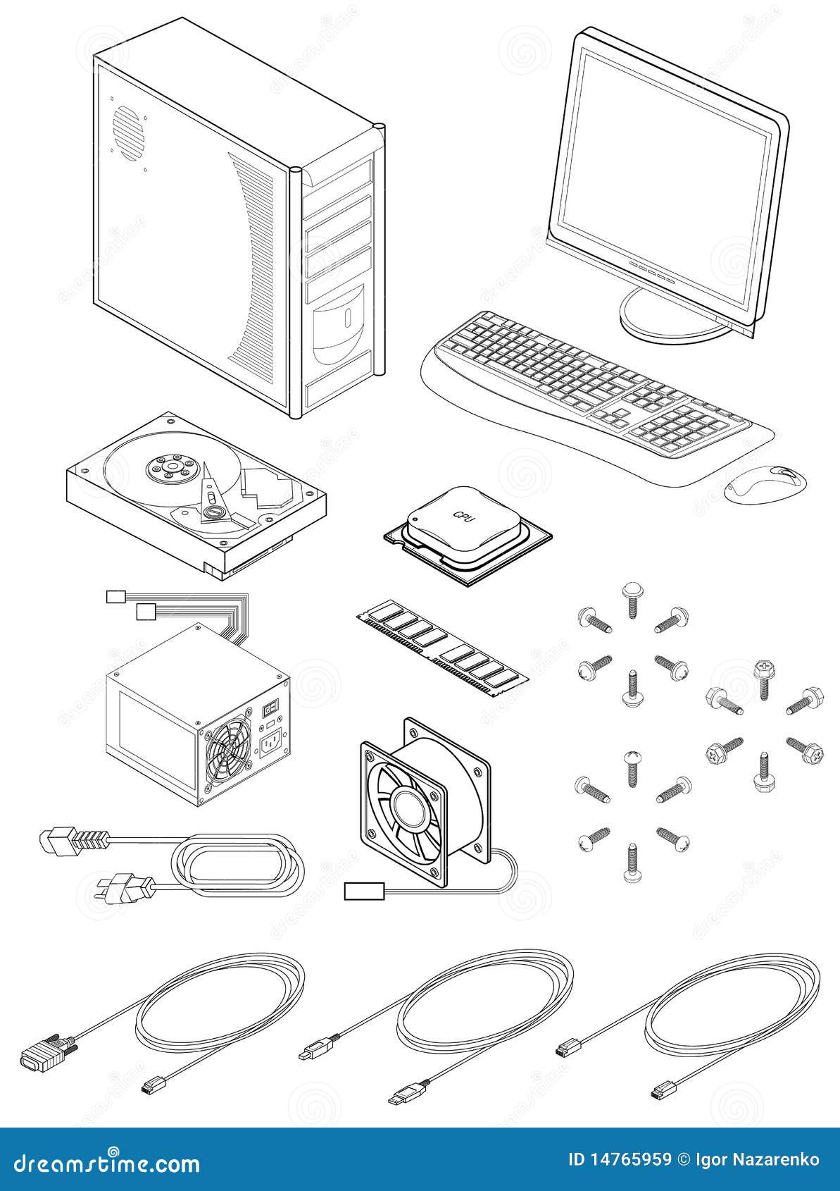 Peças E Acessórios Do Computador Ilustração do Vetor - Ilustração de ...