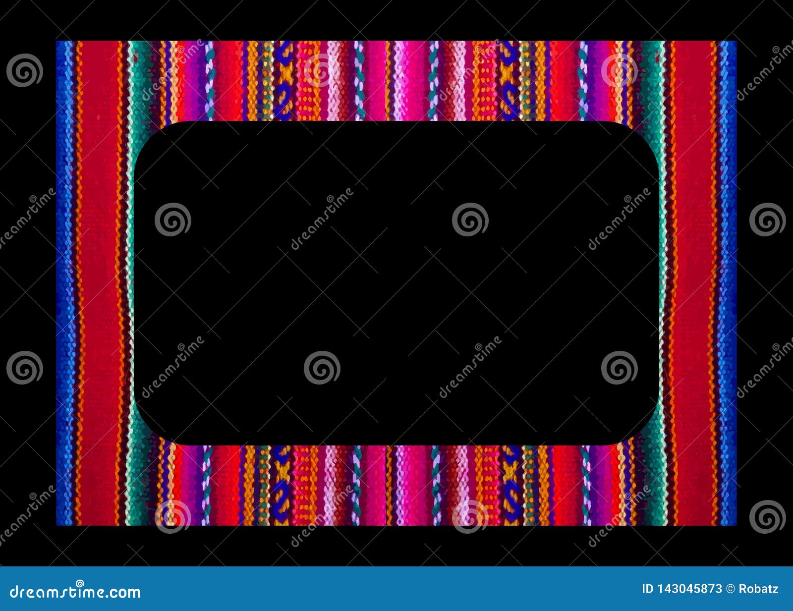 Vector Mexican Frame Isolated on Black Background. Colorful Border in ...