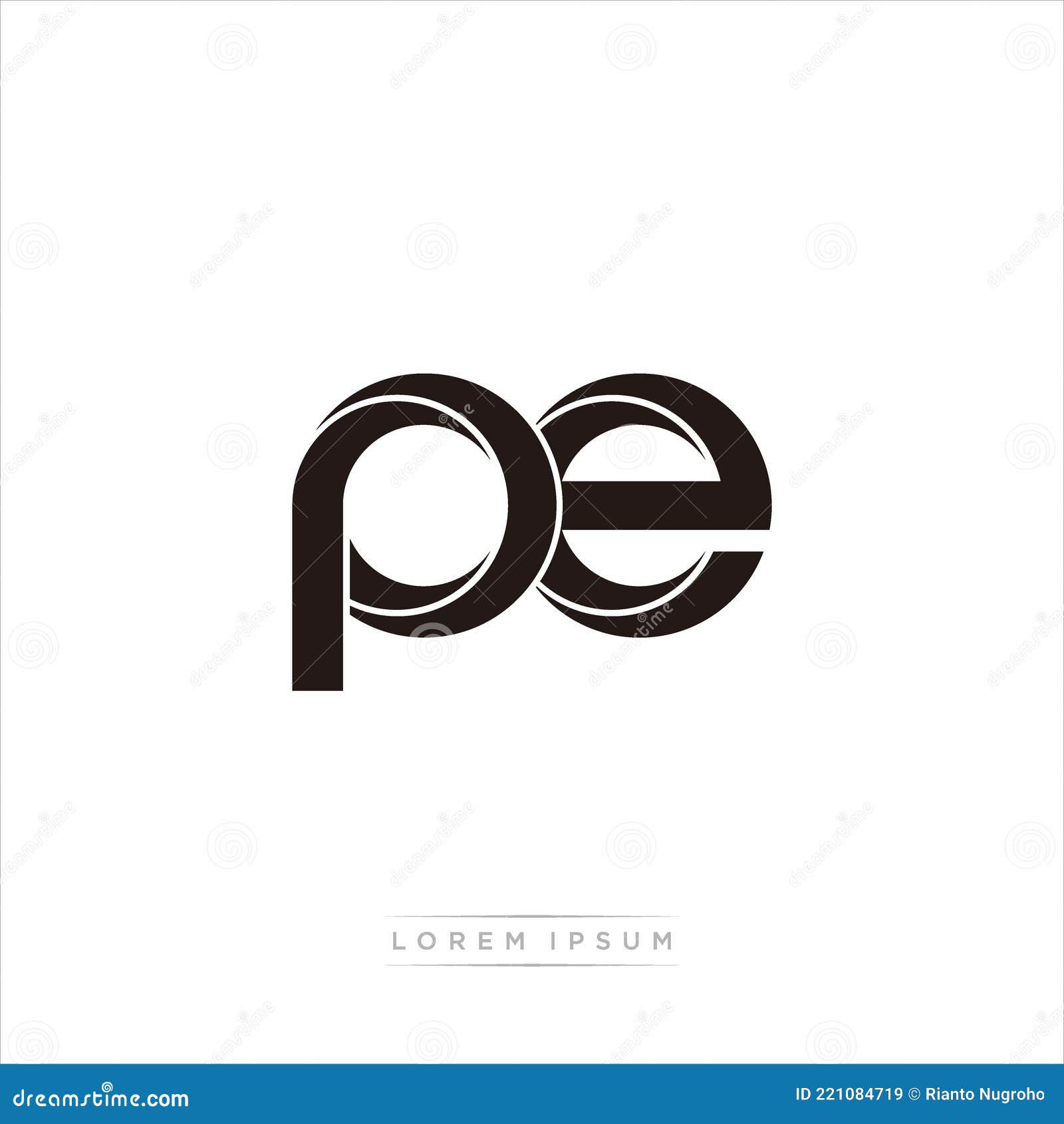 Pe Initial Letter Split Lowercase Modern Monogram Linked Outline ...