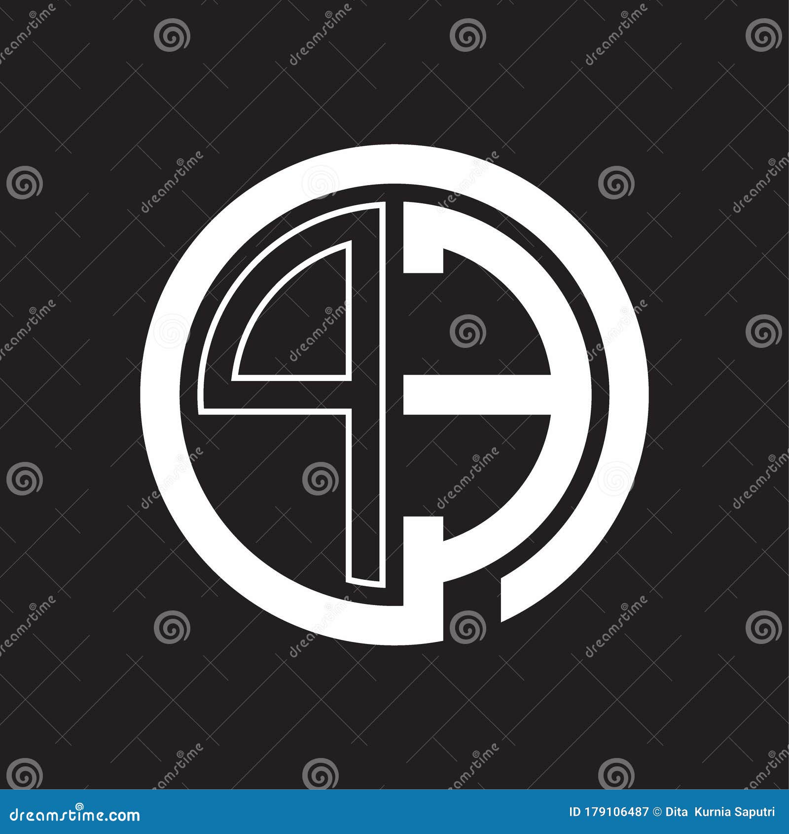 PE Logo with Circle Rounded Negative Space Design Template Stock ...