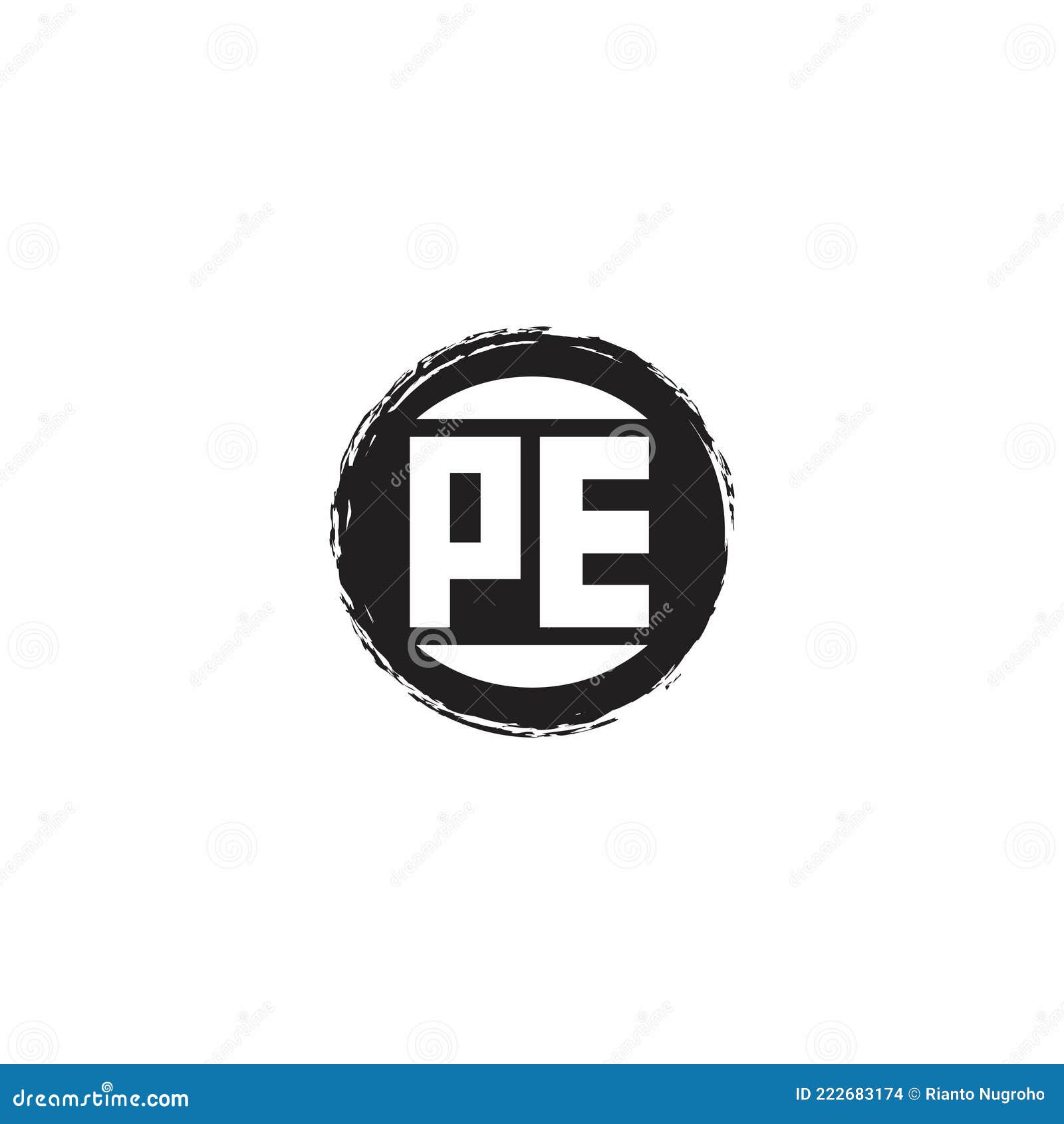 PE Logo Initial Letter Monogram with Abstrac Circle Shape Design ...