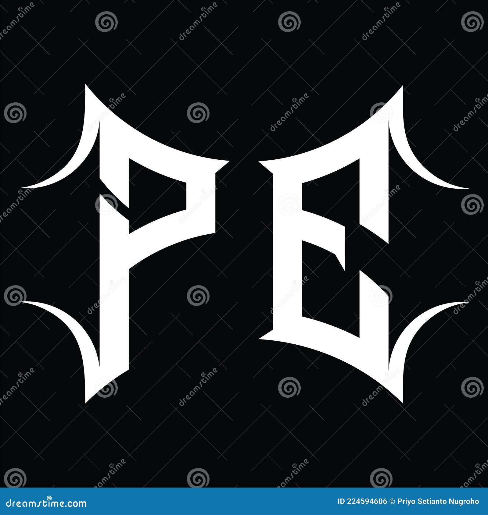 PE Logo Monogram with Abstract Shape Design Template Stock Vector ...