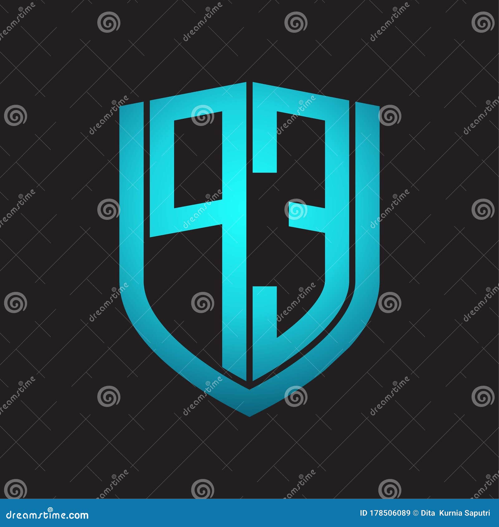 PE Logo Monogram with Emblem Shield Design Isolated with Blue Colors on ...