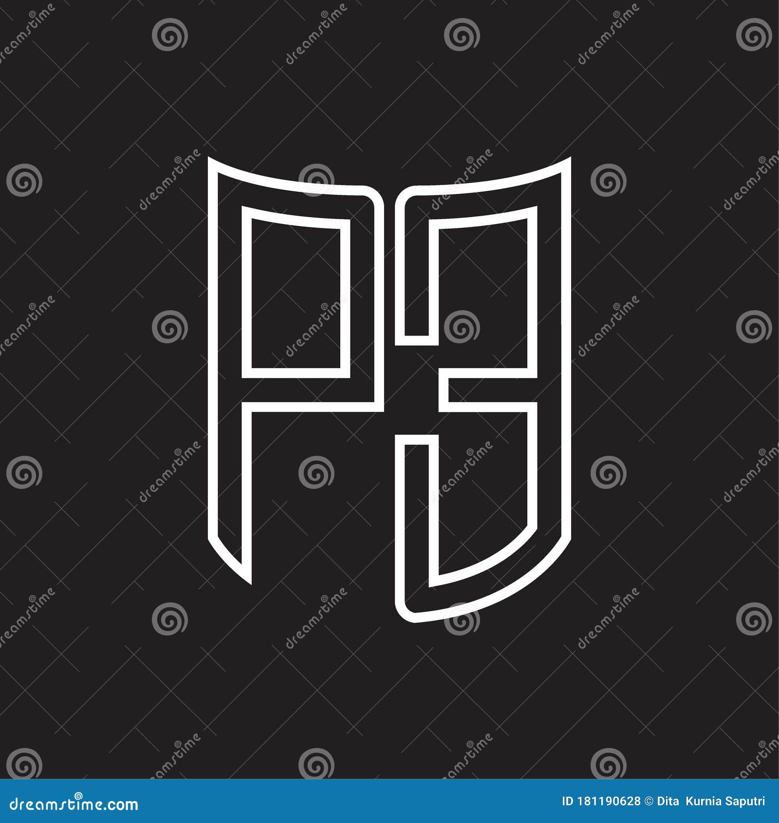 PE Logo Monogram with Ribbon Style Outline Design Template Stock Vector ...