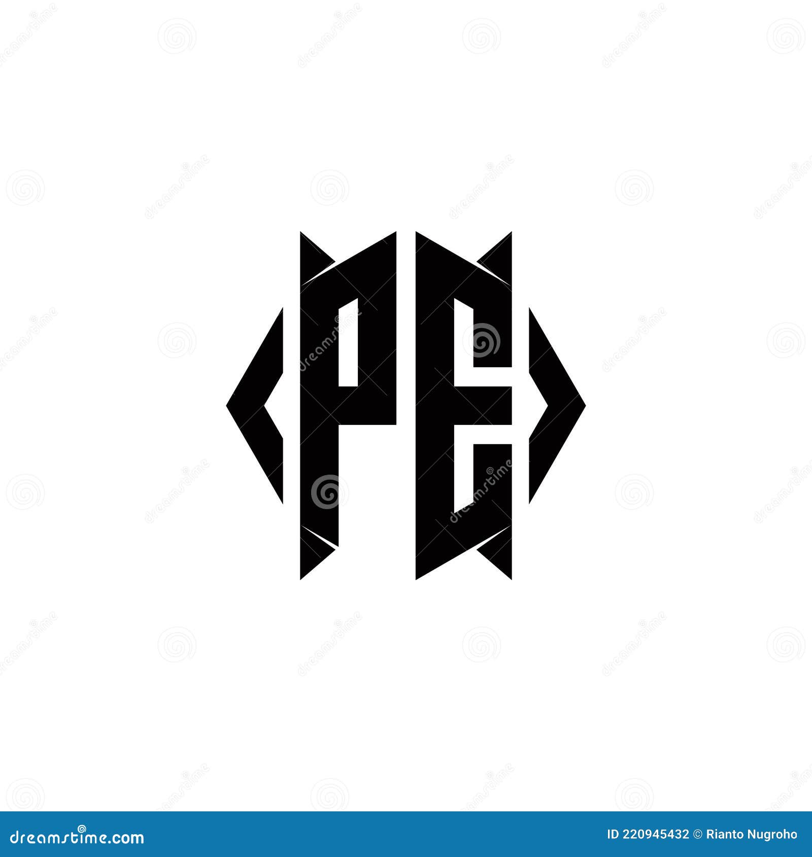 PE Logo Monogram with Shield Shape Designs Template Stock Vector ...