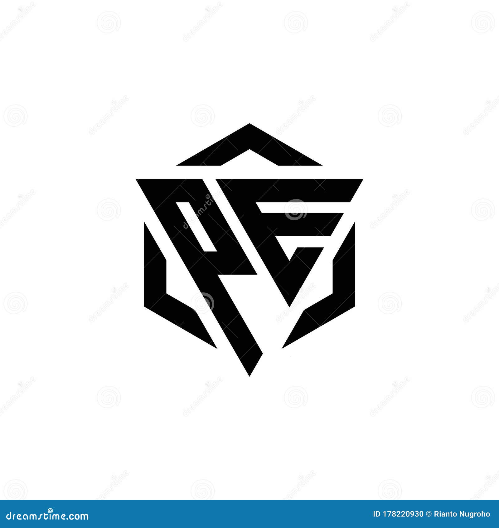 PE Logo Monogram with Triangle and Hexagon Modern Design Template Stock ...