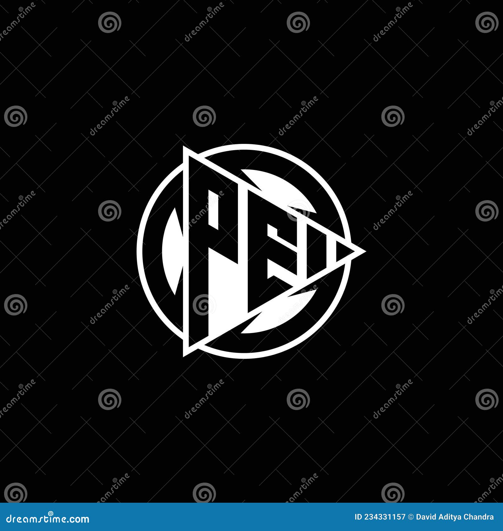 PE Logo Monogram Triangle Play Shape Circle Rounded Stock Vector ...