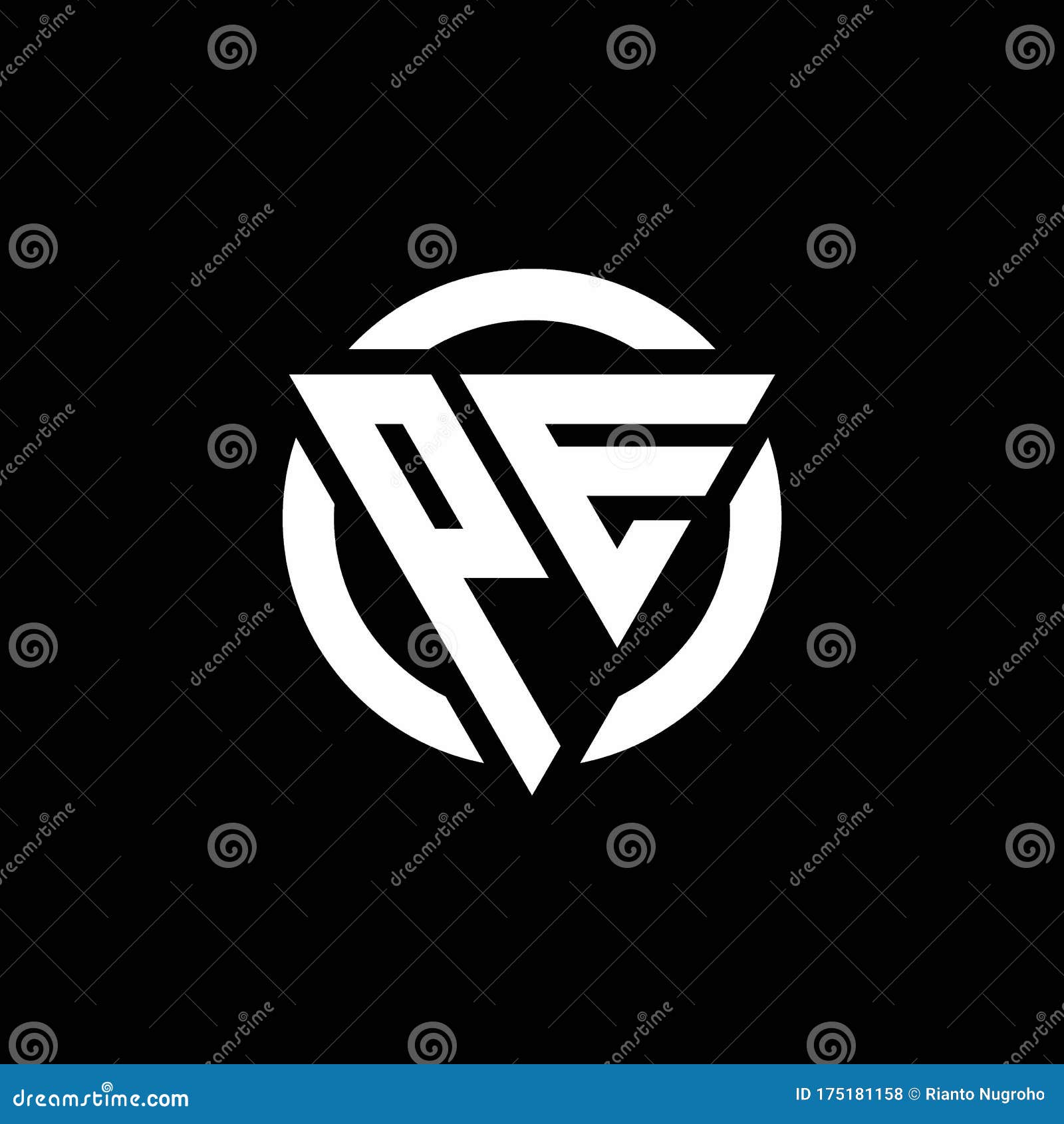 PE Logo with Triangle Shape and Circle Rounded Design Template Stock ...