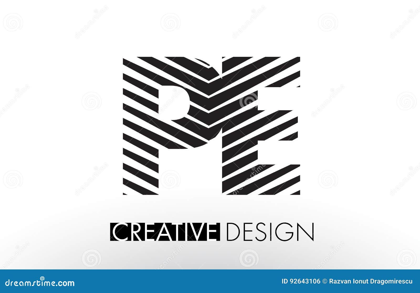 PE P E Lines Letter Design with Creative Elegant Zebra Stock Vector ...