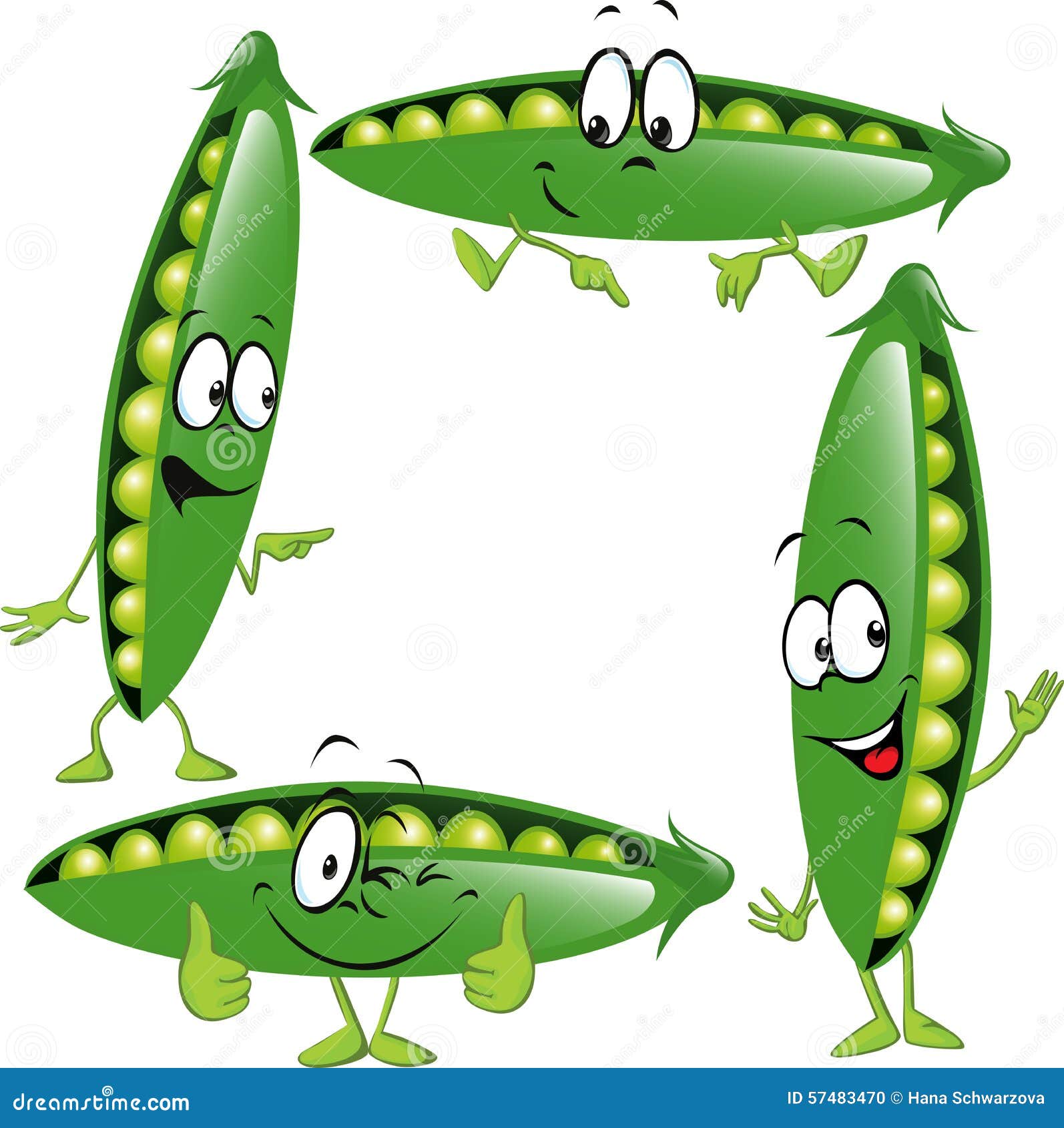 Pea - funny vector cartoon stock vector. Illustration of smiling - 57483470