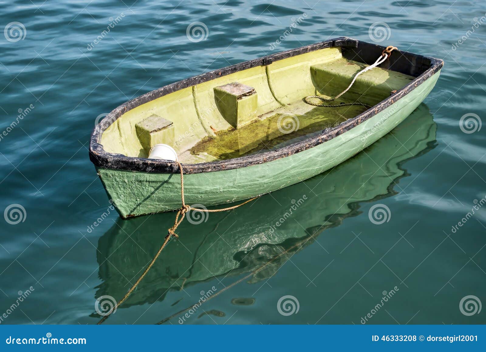 Old Green Boat Resting On The Beach. An Abandoned Boat In The Dusk ...