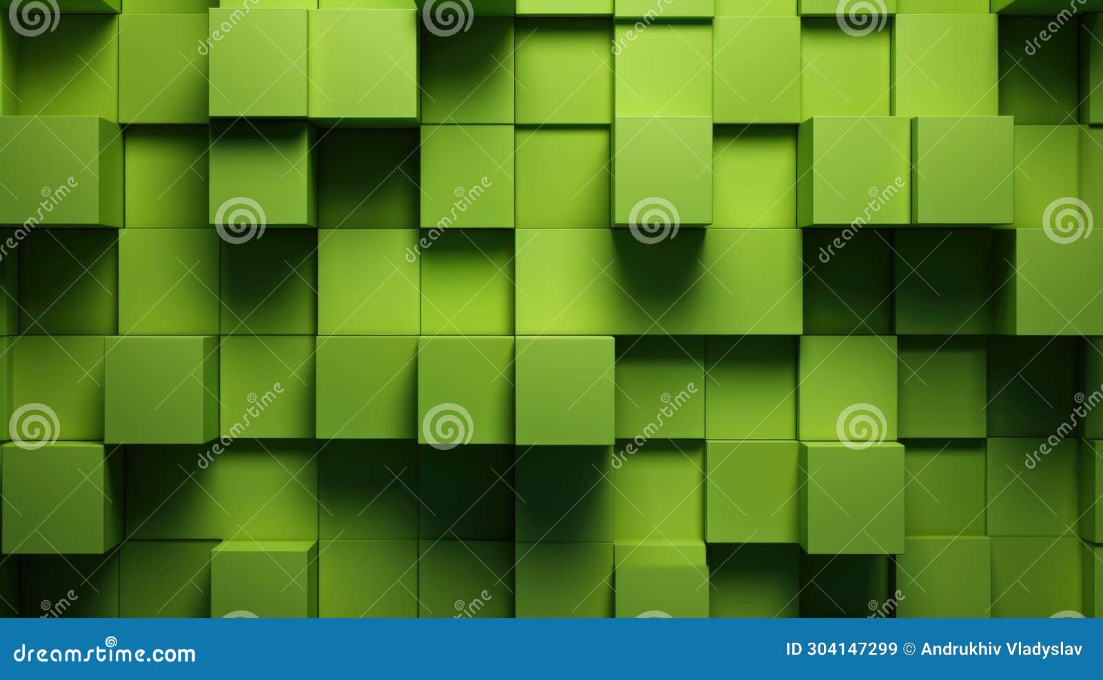Pea Green Cubes Wall Background, Abstract Illustration Stock ...