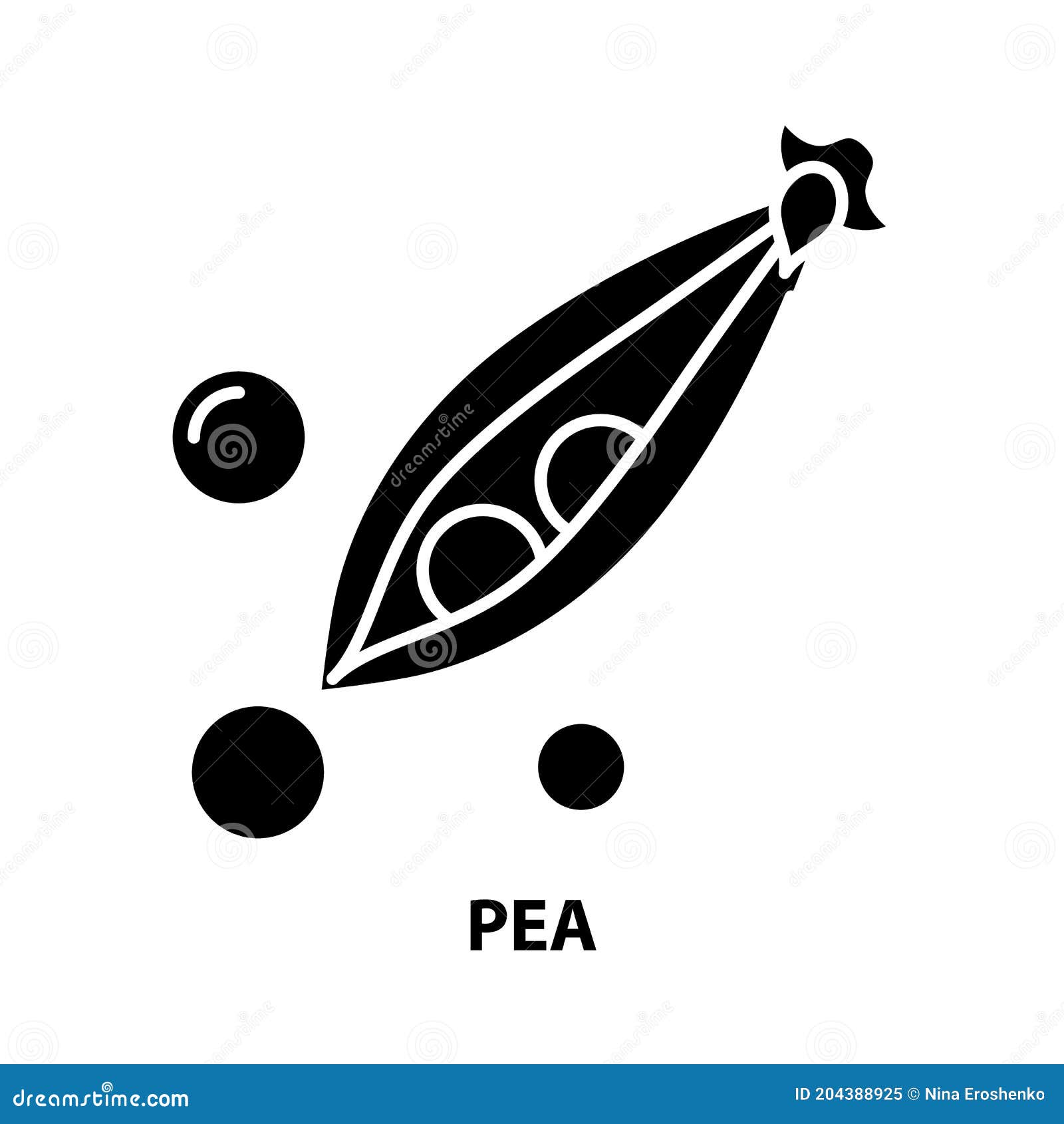 Pea Icon, Black Vector Sign with Editable Strokes, Concept Illustration ...