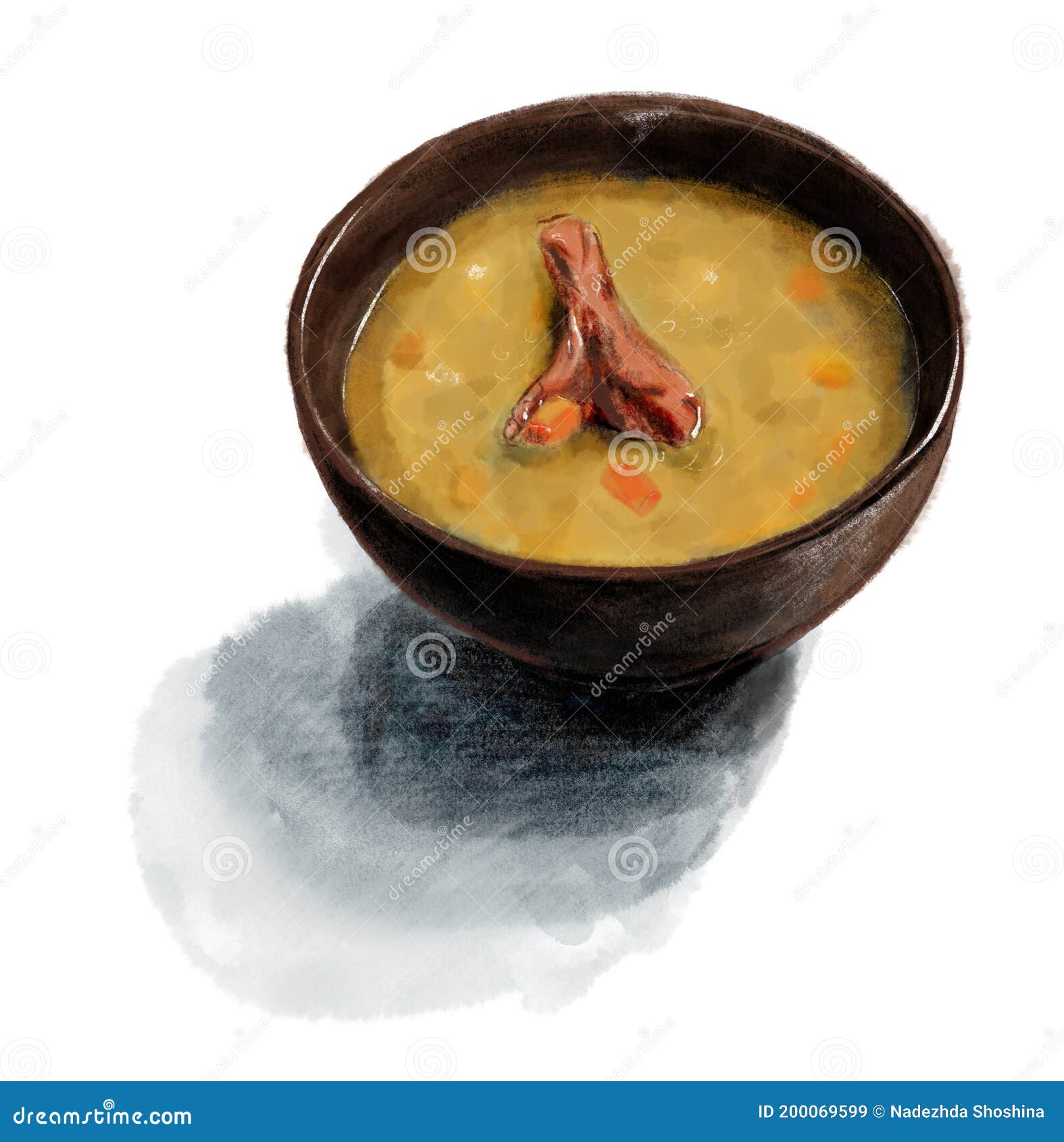 Pea soup with smoked ribs stock illustration. Illustration of peas ...