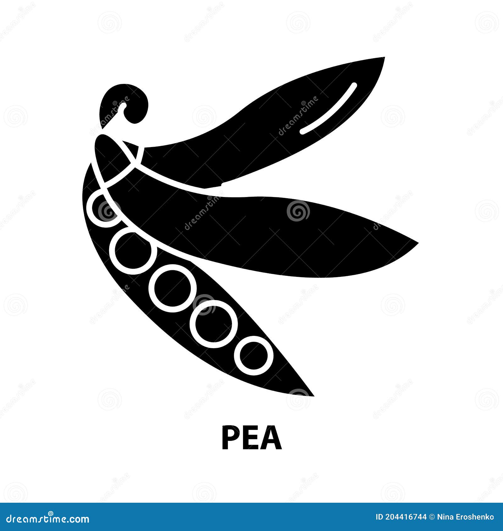 Pea Symbol Icon, Black Vector Sign with Editable Strokes, Concept ...