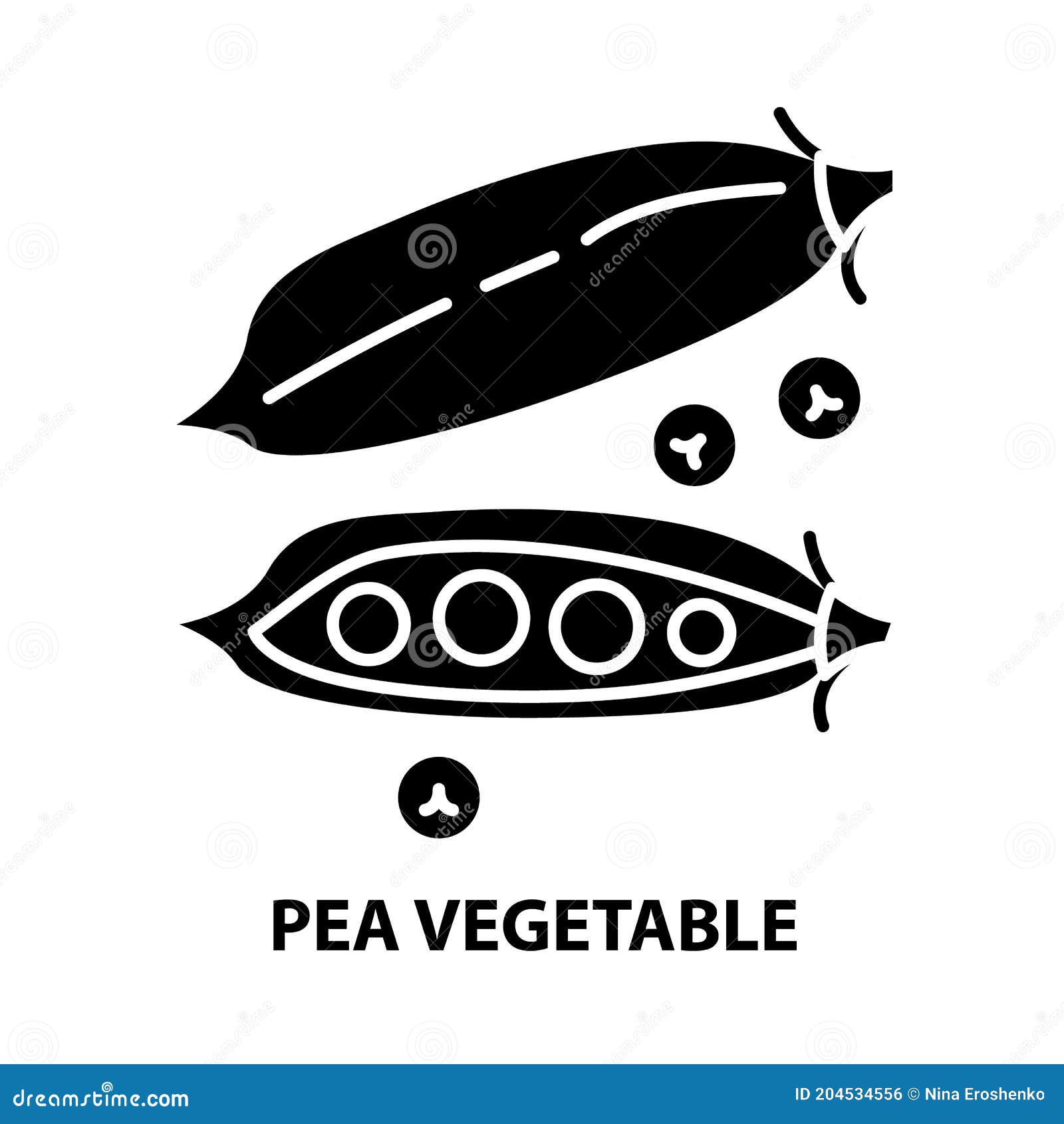 Pea Vegetable Icon, Black Vector Sign with Editable Strokes, Concept ...
