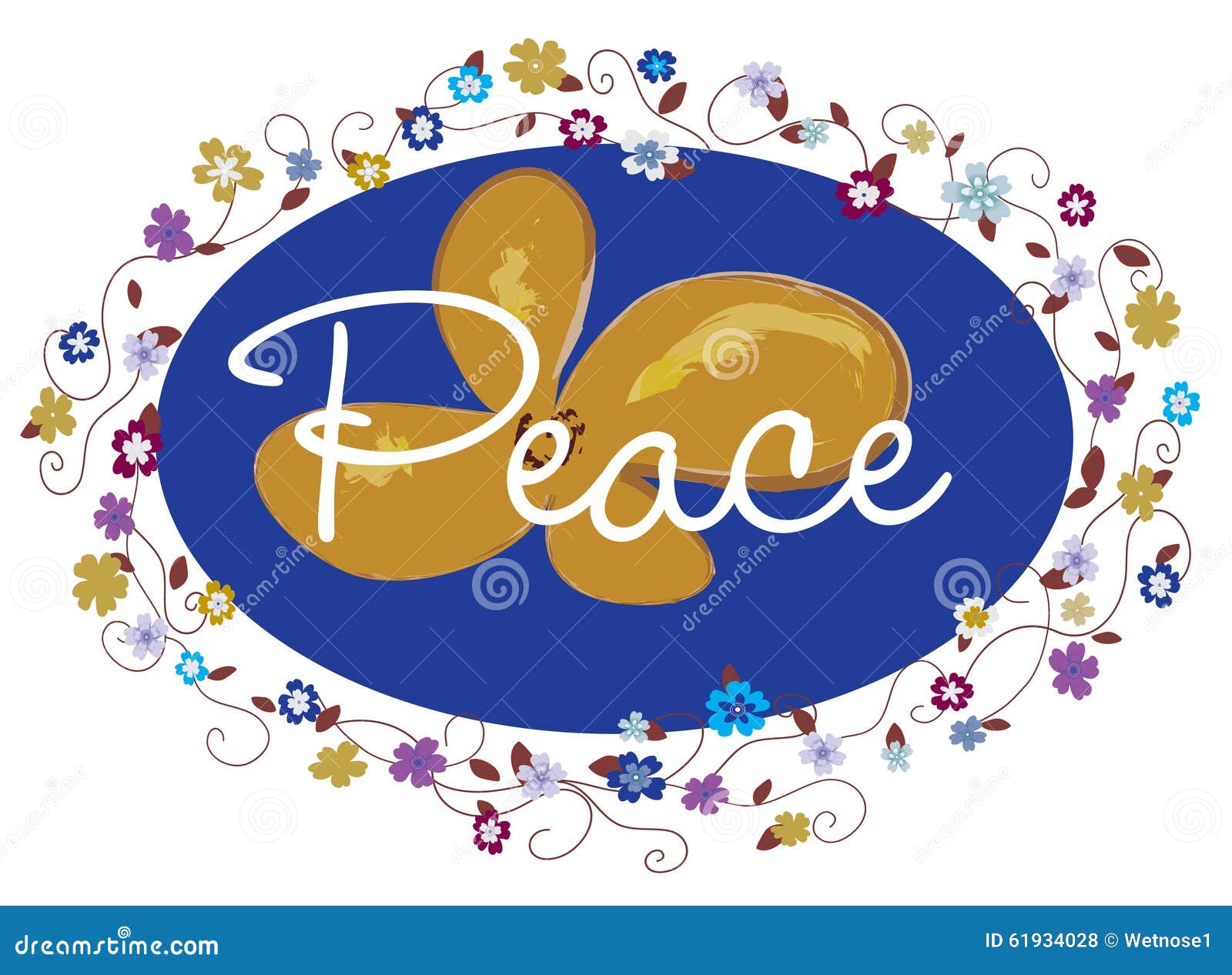 Peace border frame sign stock vector. Illustration of floral - 61934028