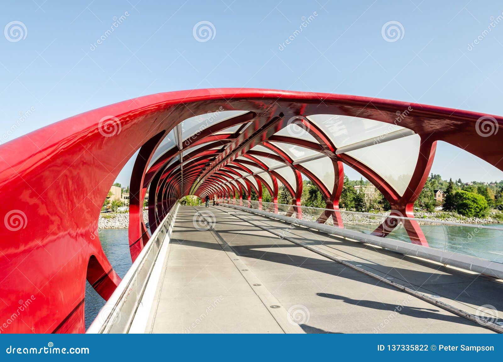 Peace Bridge in Calgary editorial photography. Image of cityscape ...