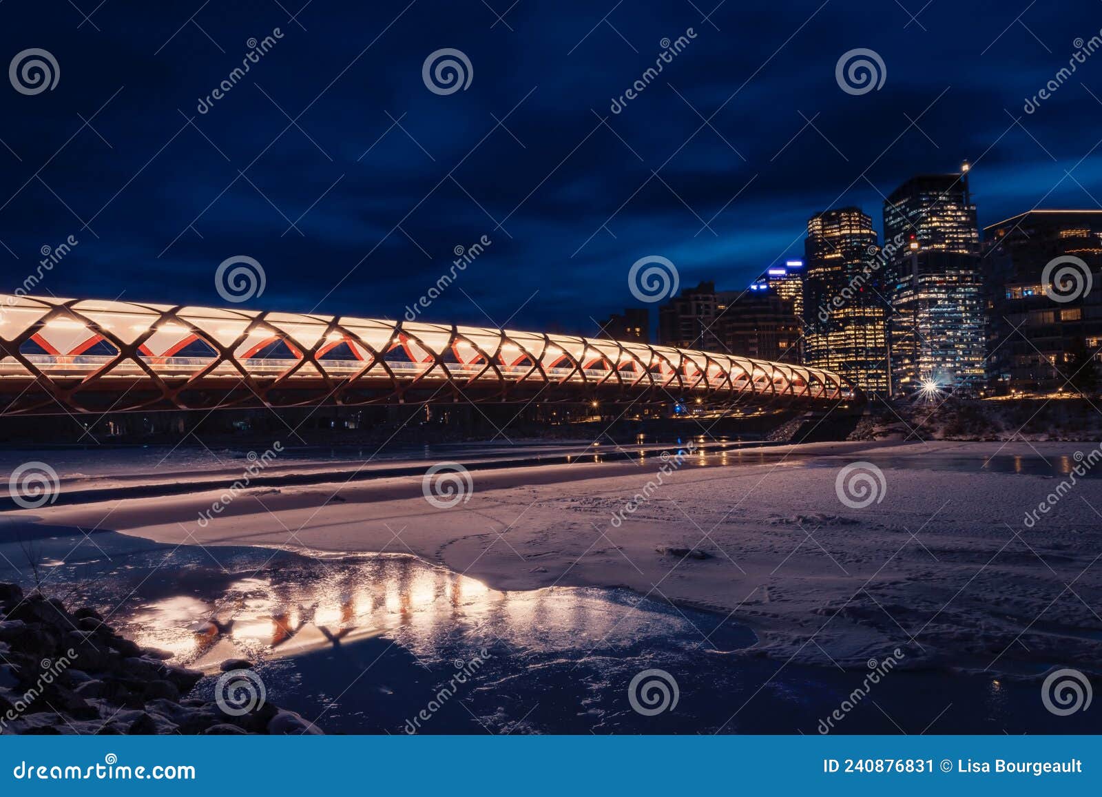 Peace Bridge Illuminated at Night Editorial Photo - Image of peace ...