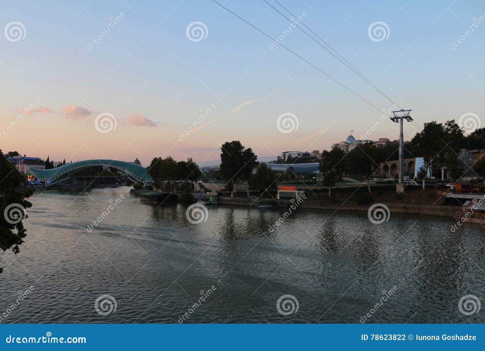 Peace Bridge on the River Mtkvari in Tbilisi,Georgia Editorial ...