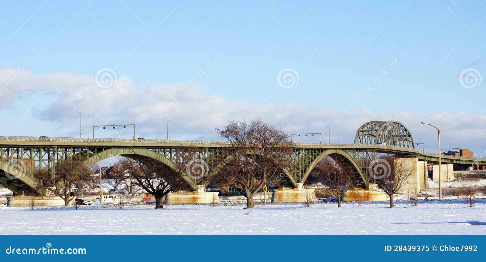 Peace Bridge in Winter stock image. Image of business - 28439375