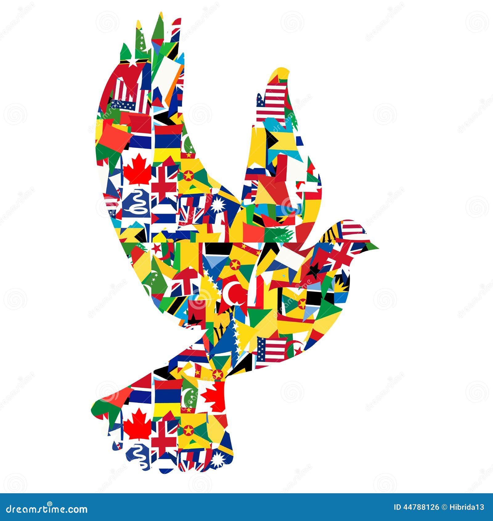 Peace Concept With Dove Made Of World Flags Stock Illustration - Image ...