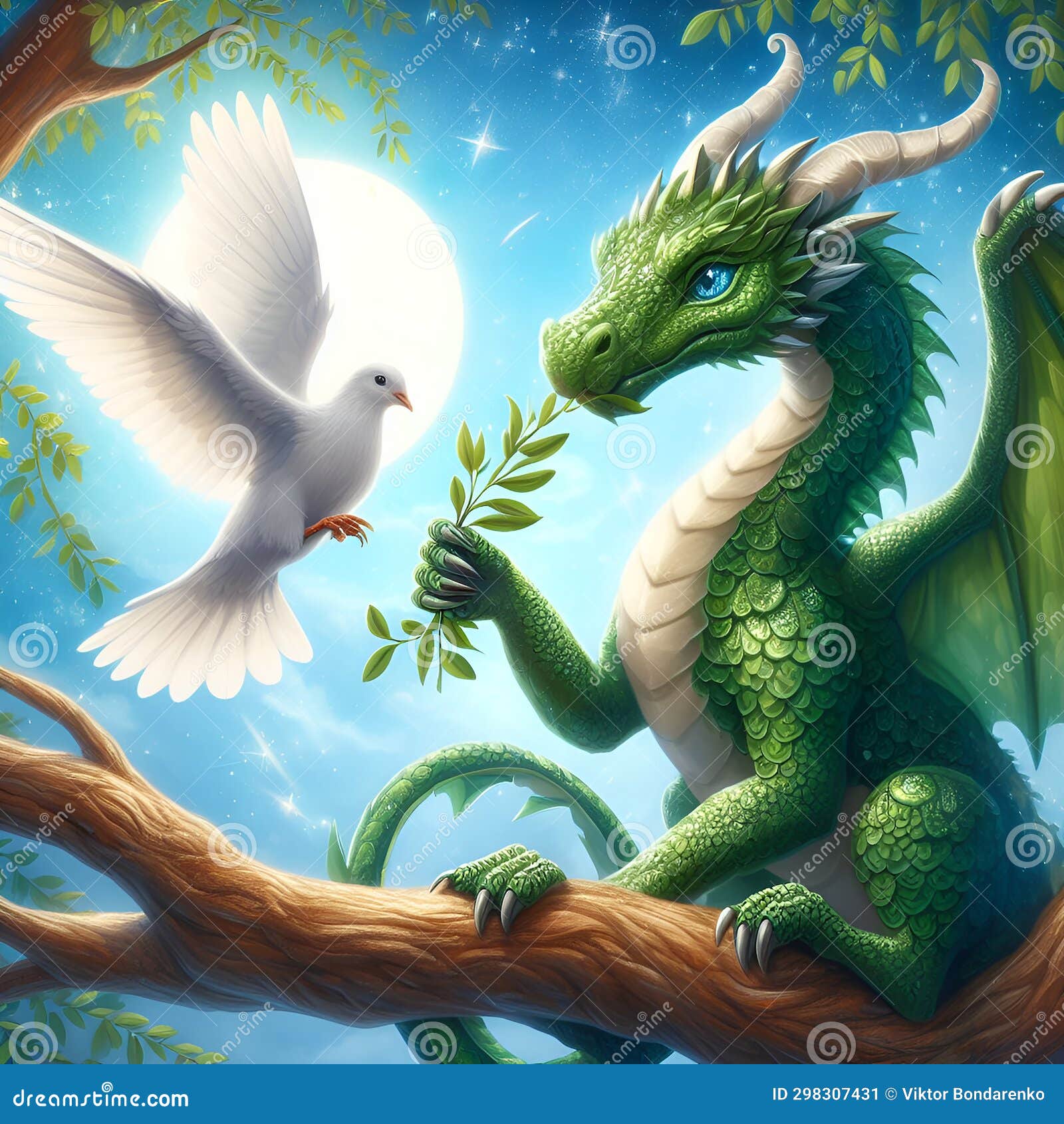 Peace Concept, Peace Dragon and Peace Dove Stock Illustration ...
