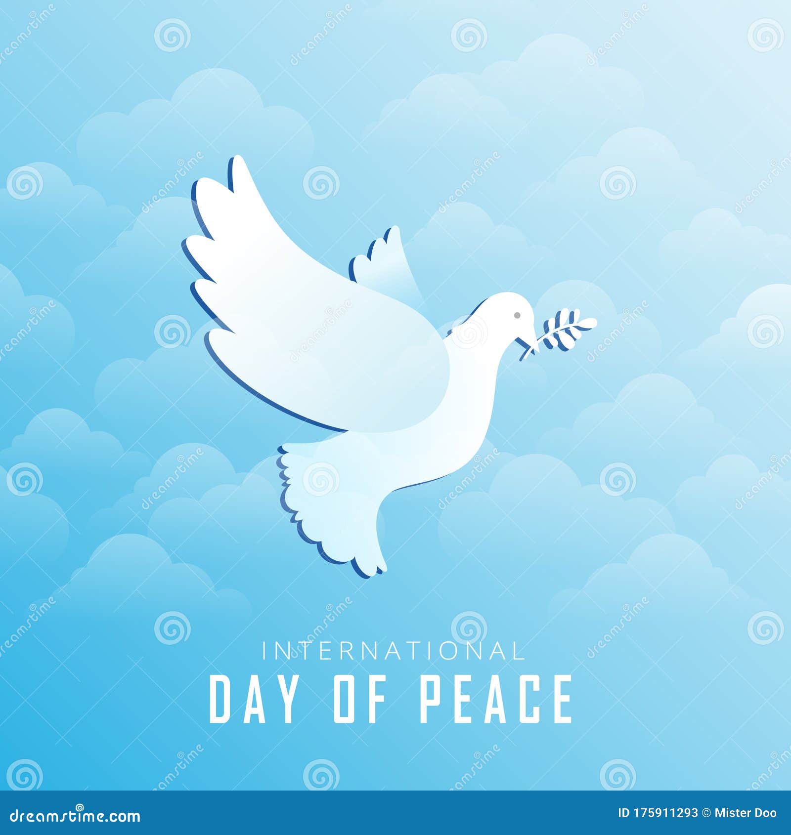 International Day of Peace Background with Pigeon and Cloud Free Vector ...