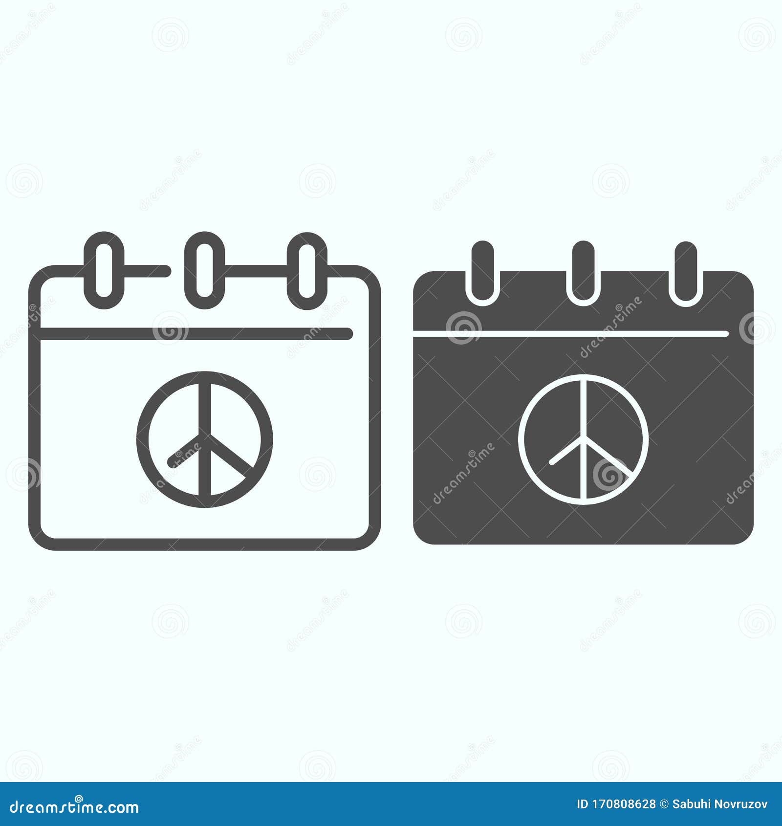 Peace Day Calendar Line and Solid Icon. Pacific Calendar Vector ...