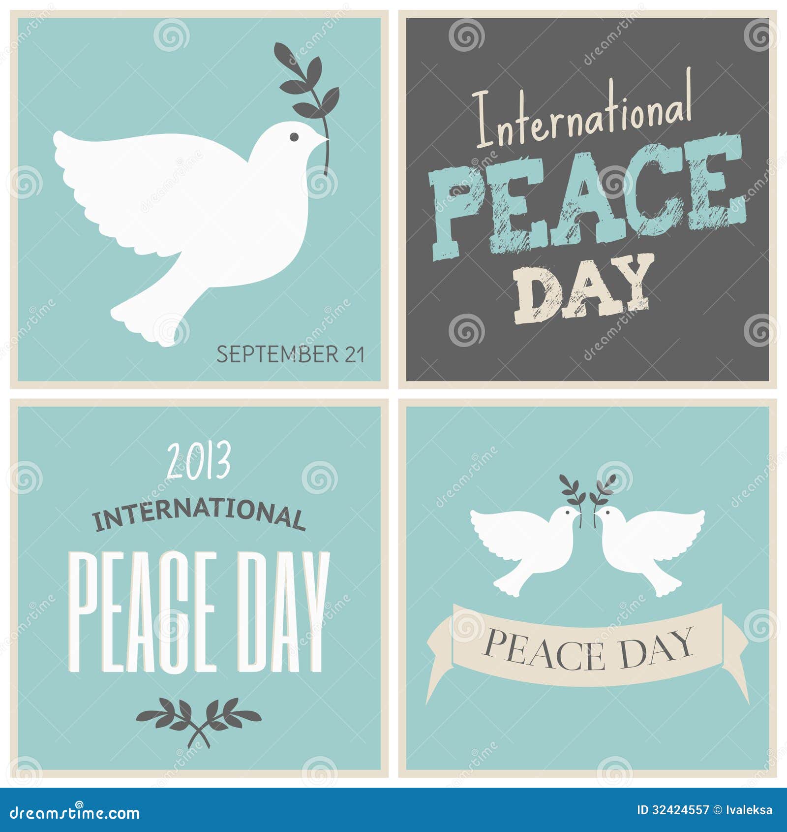 Peace Day Cards Collection stock vector. Illustration of contemporary ...