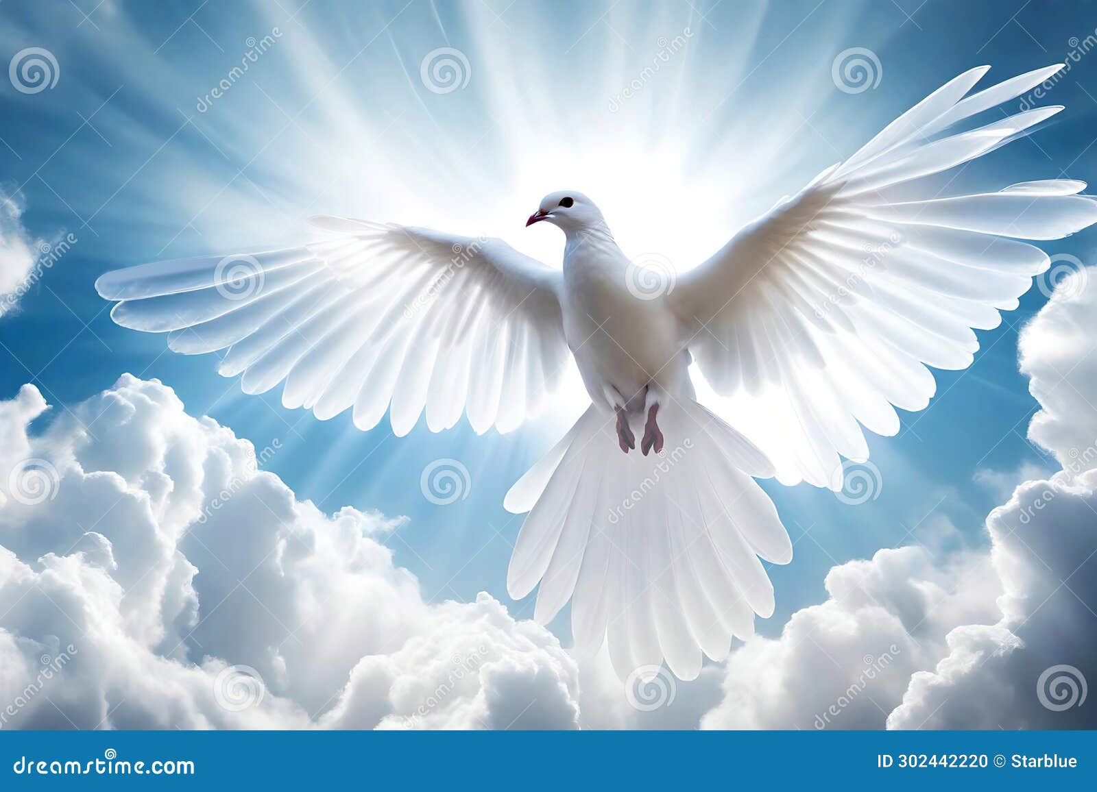 Peace Divine Messenger Beautiful White Dove with Angelic Rays of Light ...