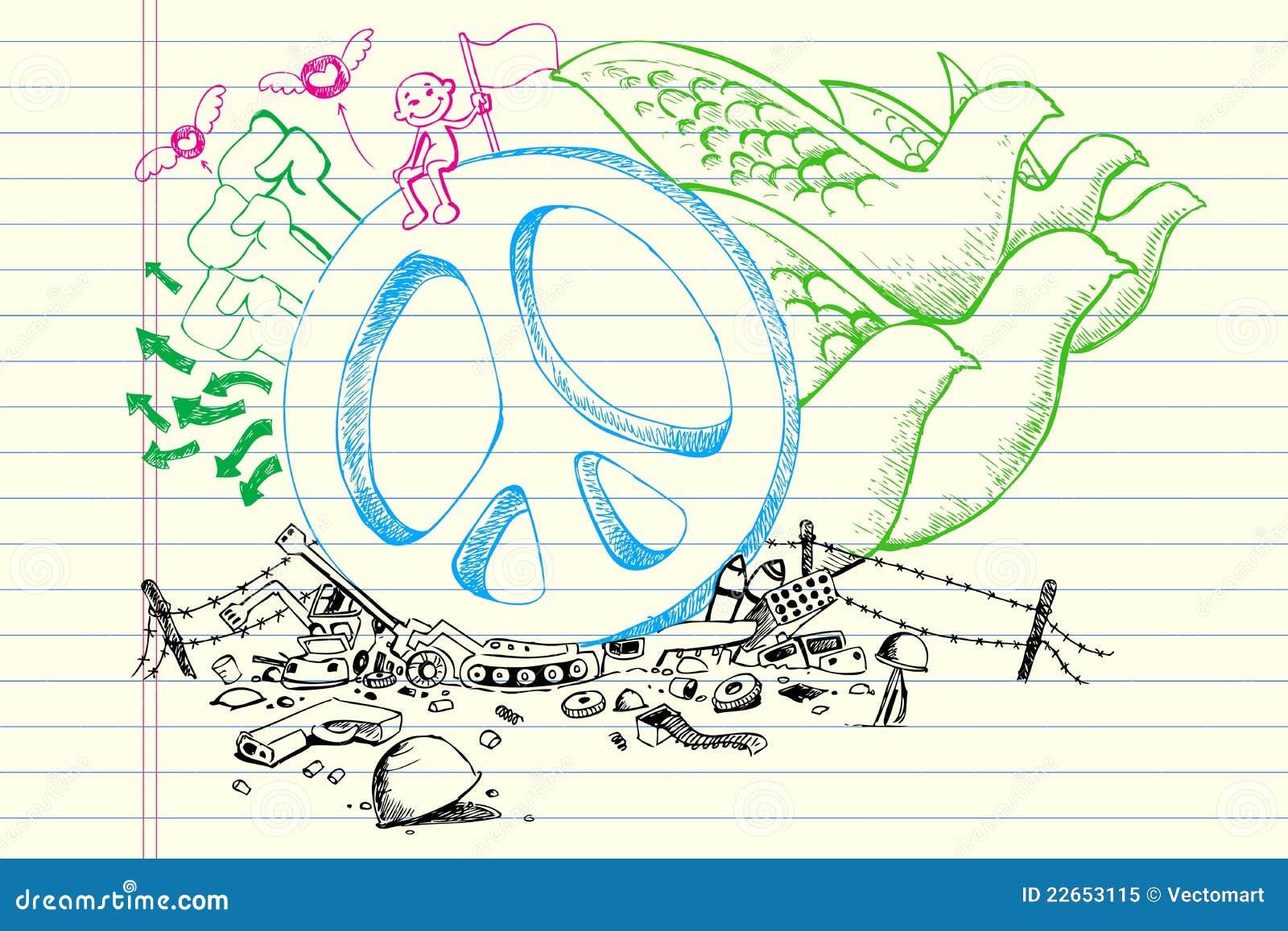 Peace Doodle stock vector. Illustration of graphic, icon - 22653115