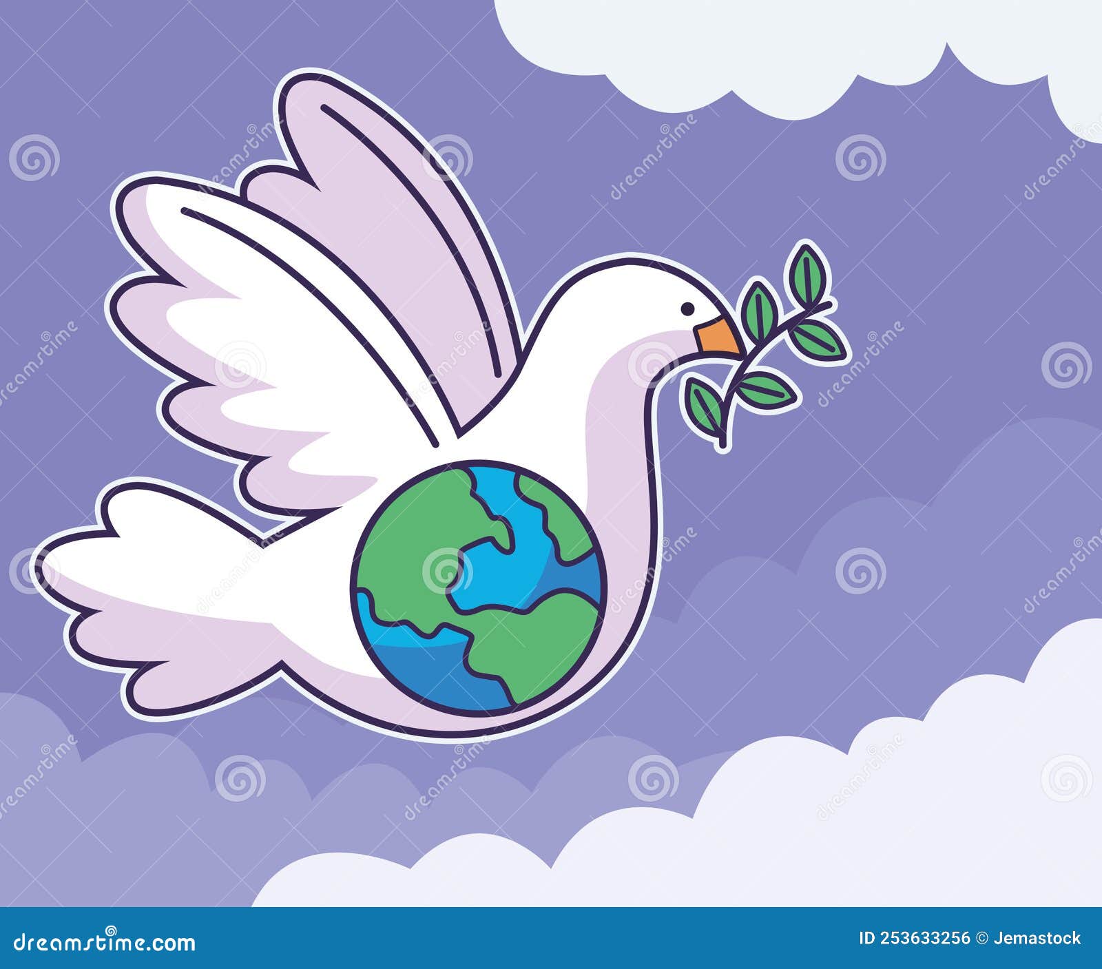 Peace dove with earth stock vector. Illustration of design - 253633256