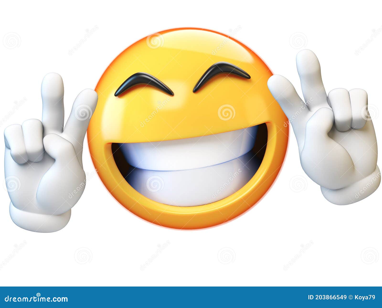 Peace Emoji Isolated On White Background, Victory Emoticon 3d Rendering ...