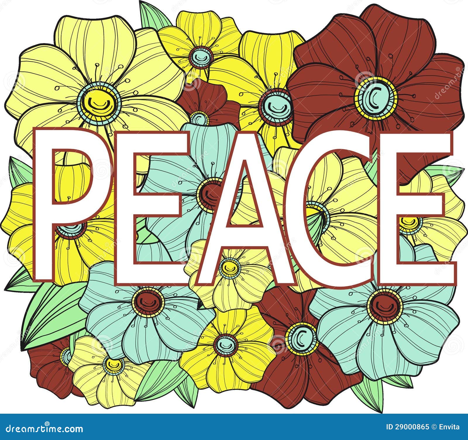 Peace. Floral illustration stock illustration. Illustration of drawn ...