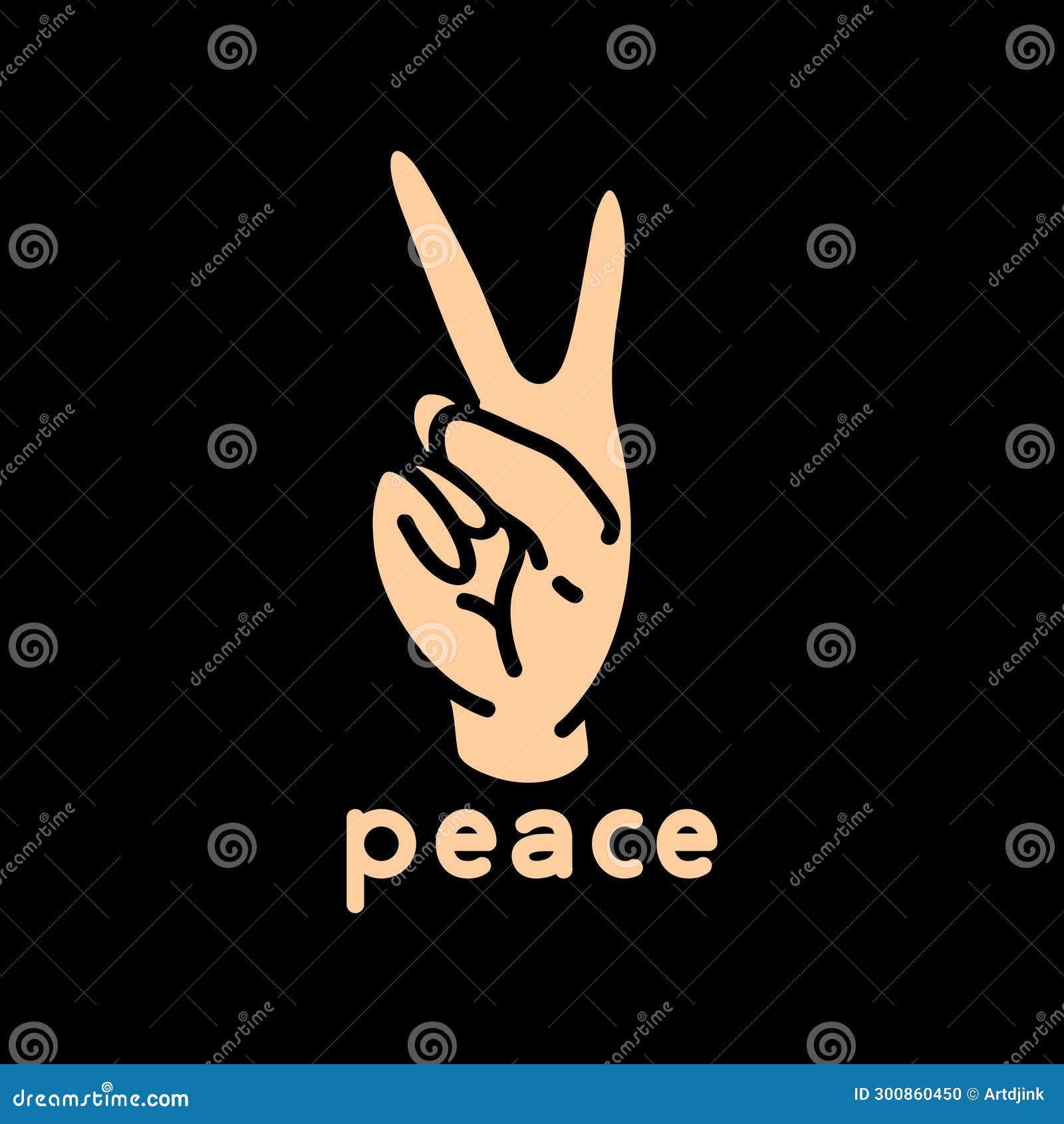 Peace Hand Drawing Logo Vector Design Illustration Emblem Stock ...