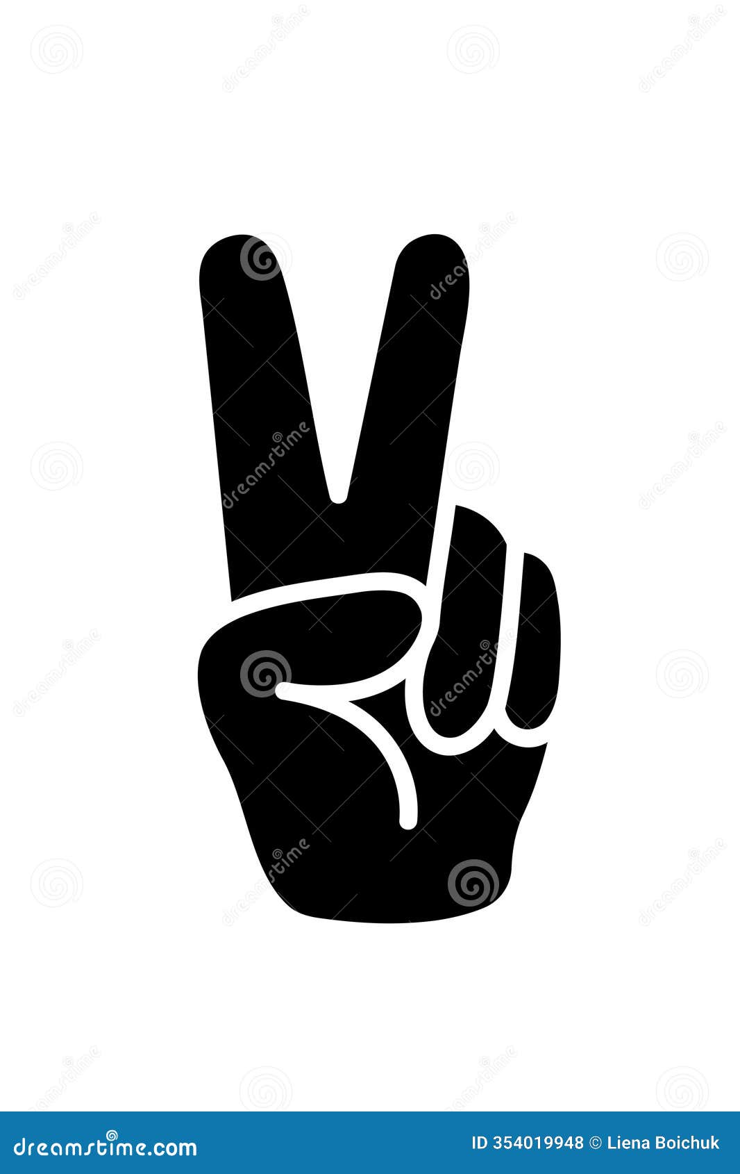 Peace Hand Gesture, V Victory or Peace Sign, Black Vector Icon Stock ...