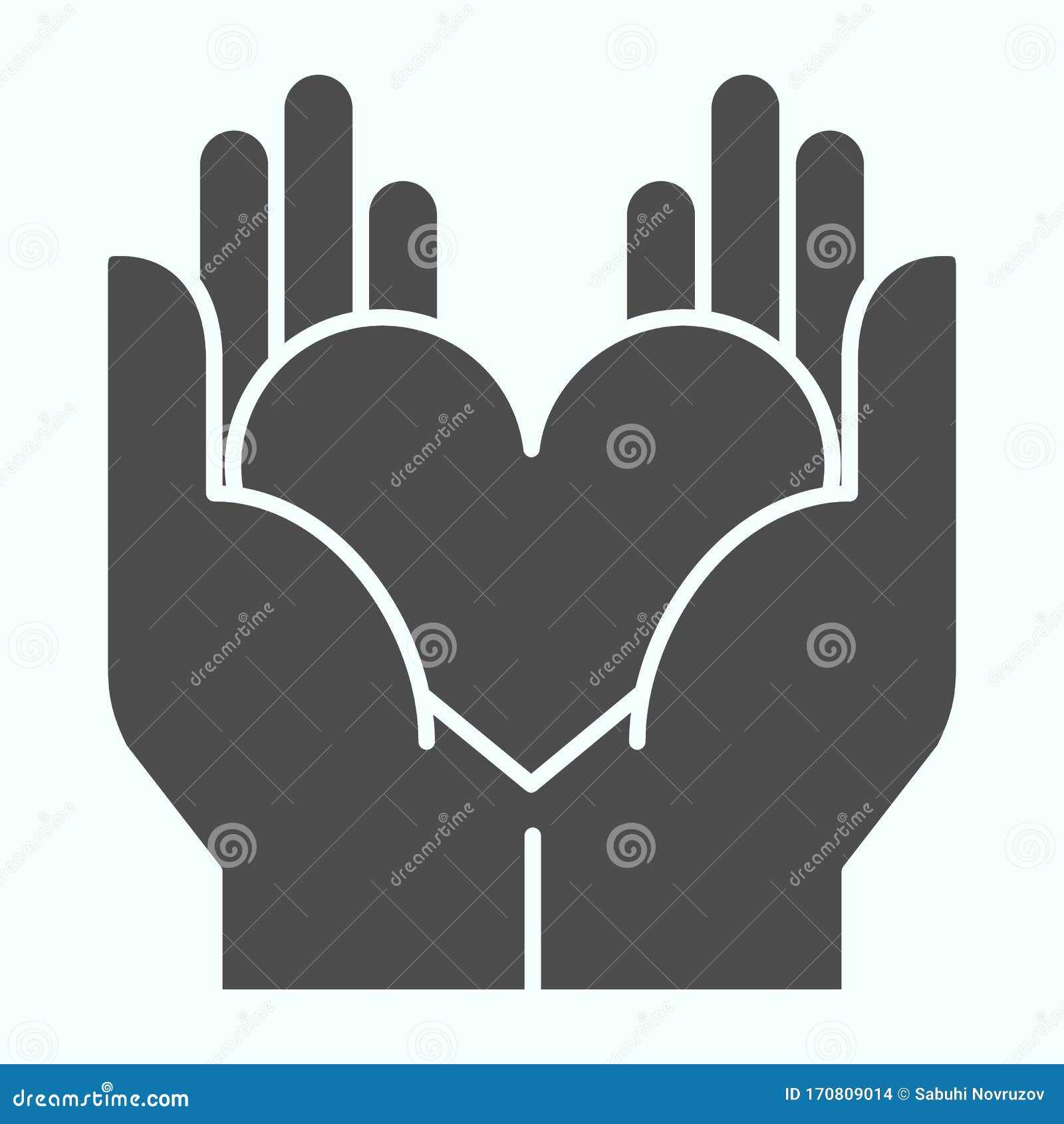 Peace Hands with Heart Solid Icon. Heart in Hands Vector Illustration ...