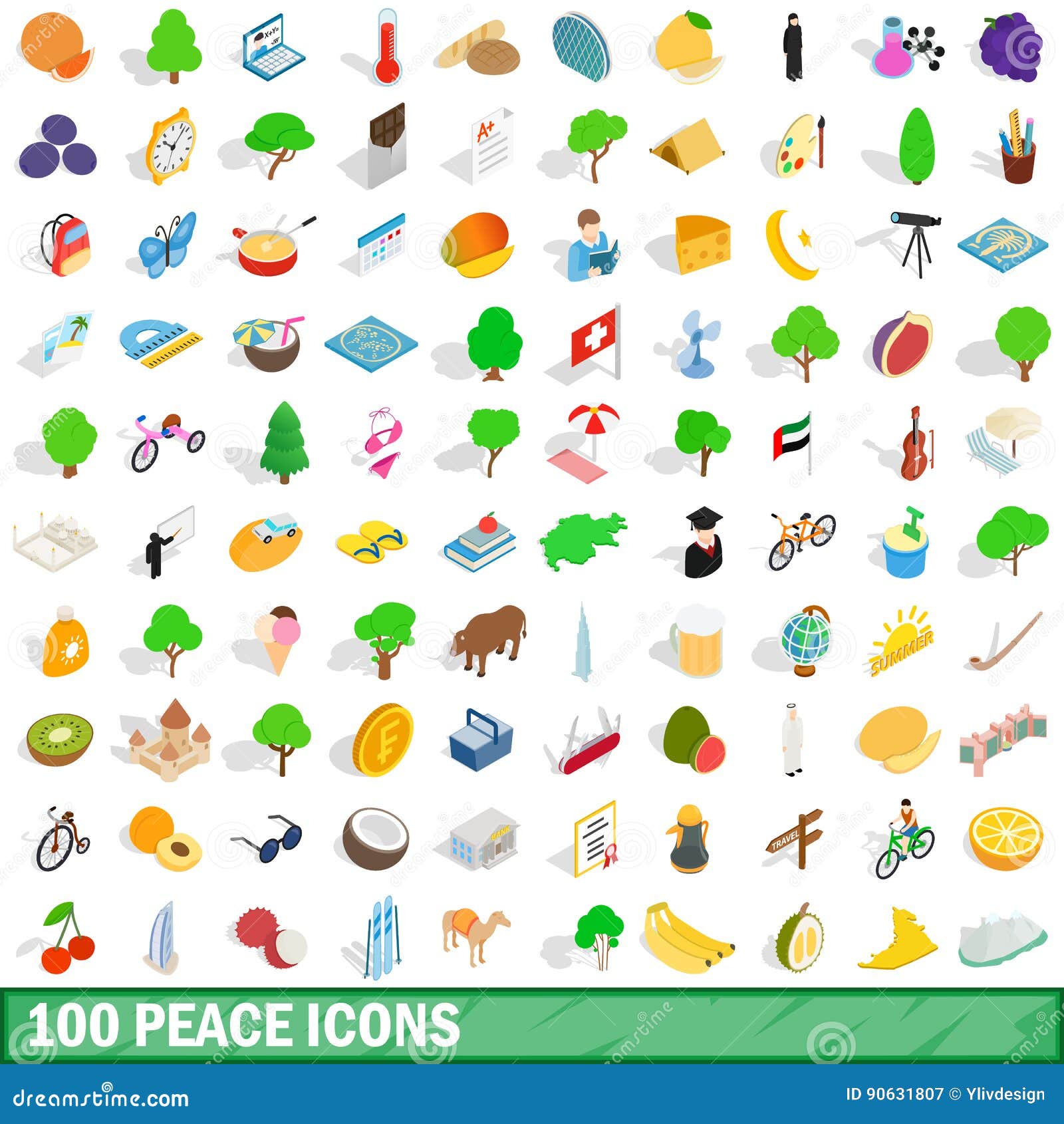 100 Peace Icons Set, Isometric 3d Style Stock Vector - Illustration of ...