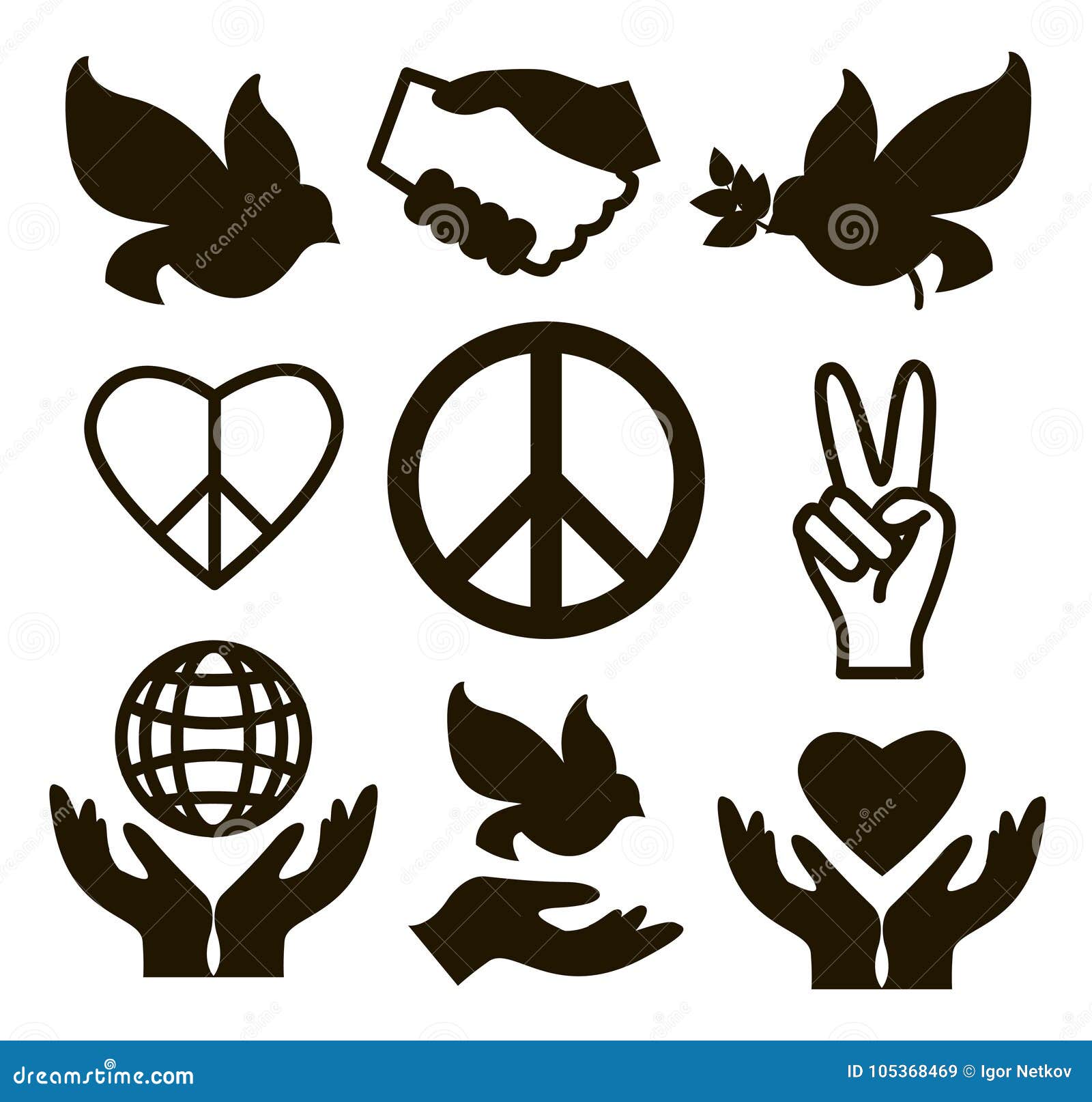 Peace icons set stock vector. Illustration of design - 105368469